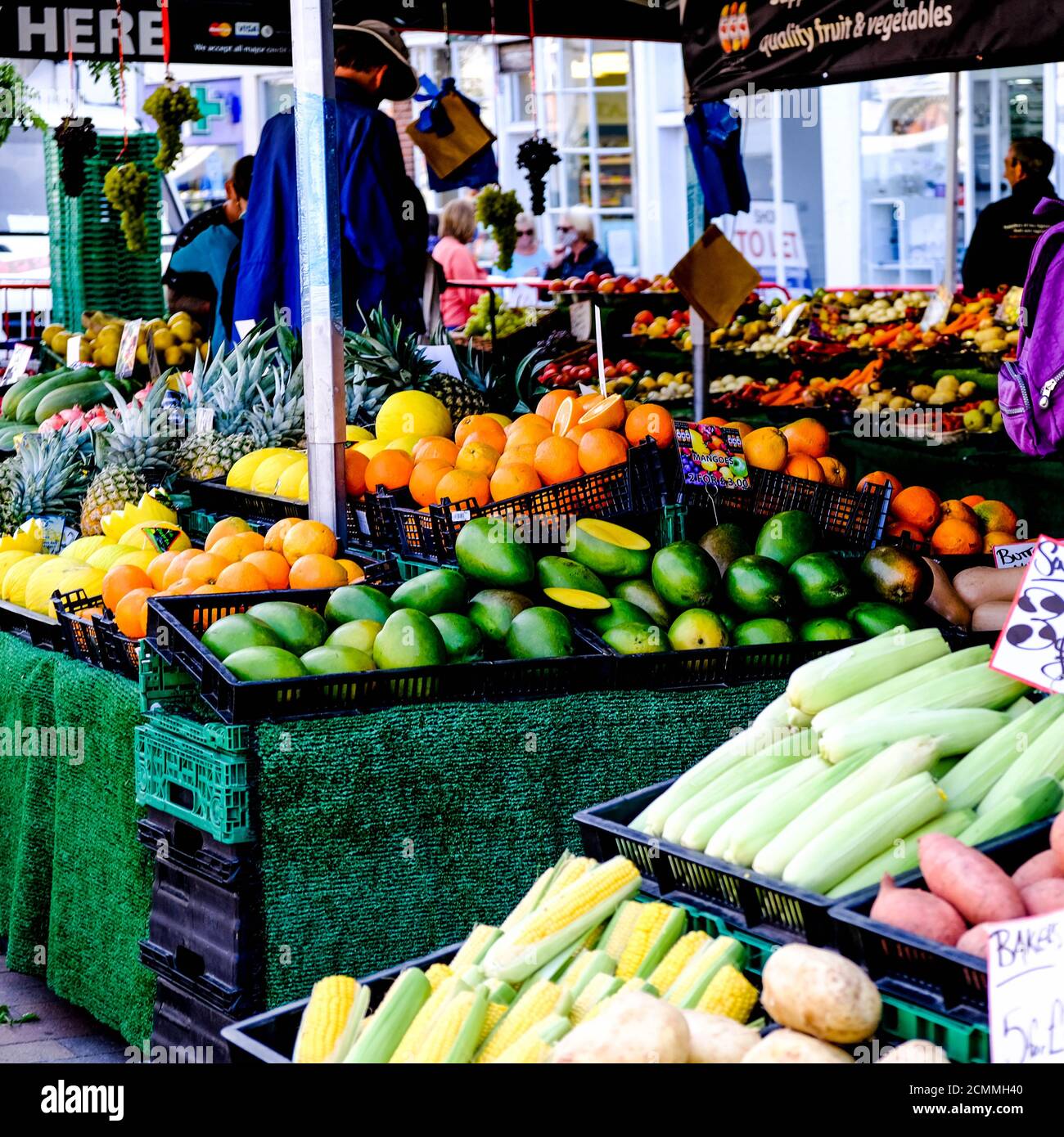 Open Air Market Stall With Fresh Healthy Fruit And Vegetables Stock ...