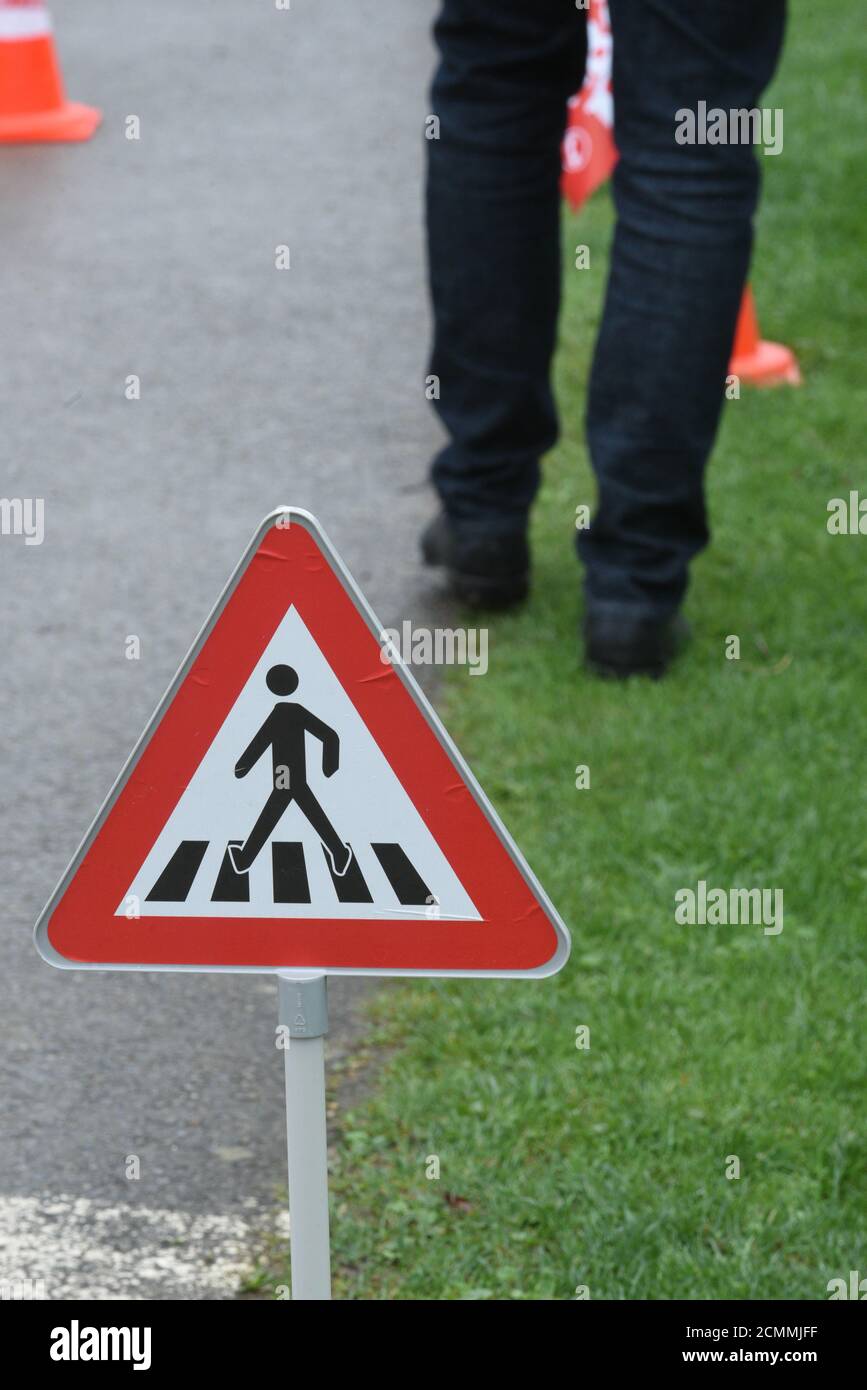 pedestrian traffic sign on the street Stock Photo - Alamy