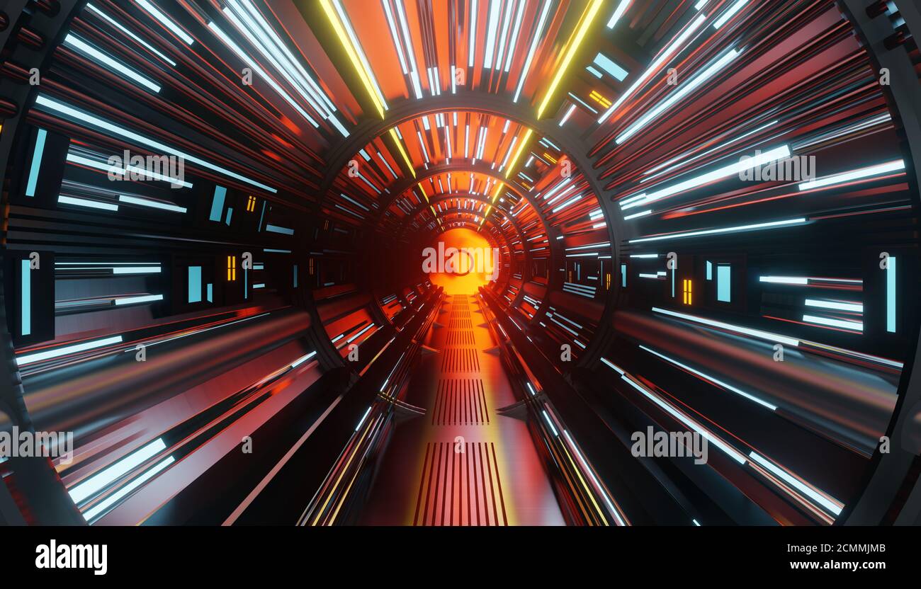 3d Illustration of a Explosion in a science fiction space ship or space ...