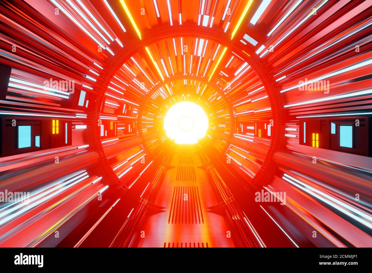 3d Illustration of a Explosion in a science fiction space ship or space ...