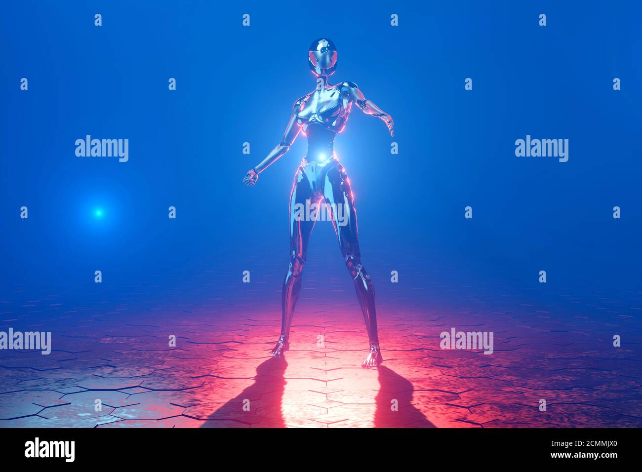 3D Illustration of a Cyborg in a scifi environment Stock Photo - Alamy