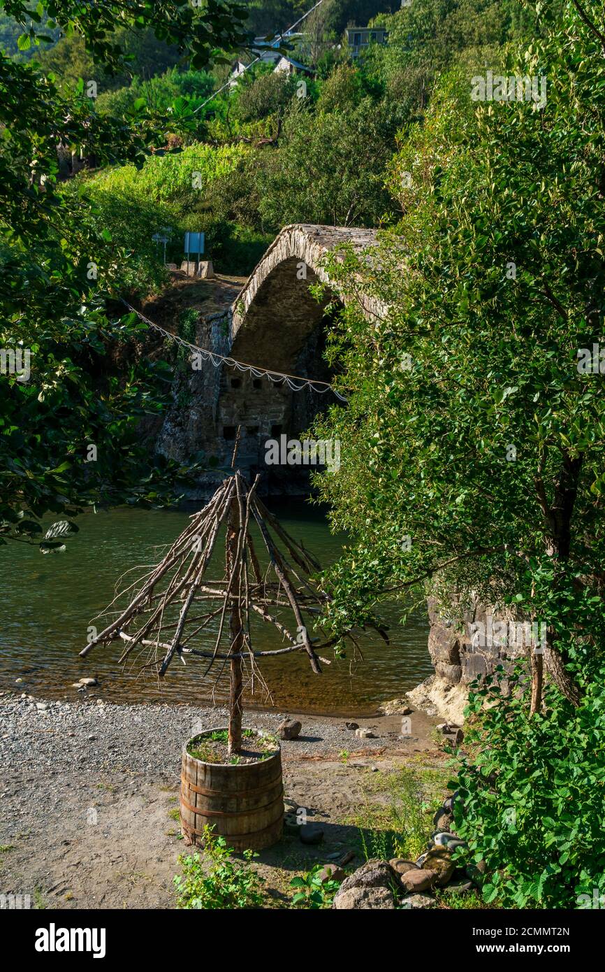 The stone arch bridge over the Ajaristskali river, Dandalo bridge ...