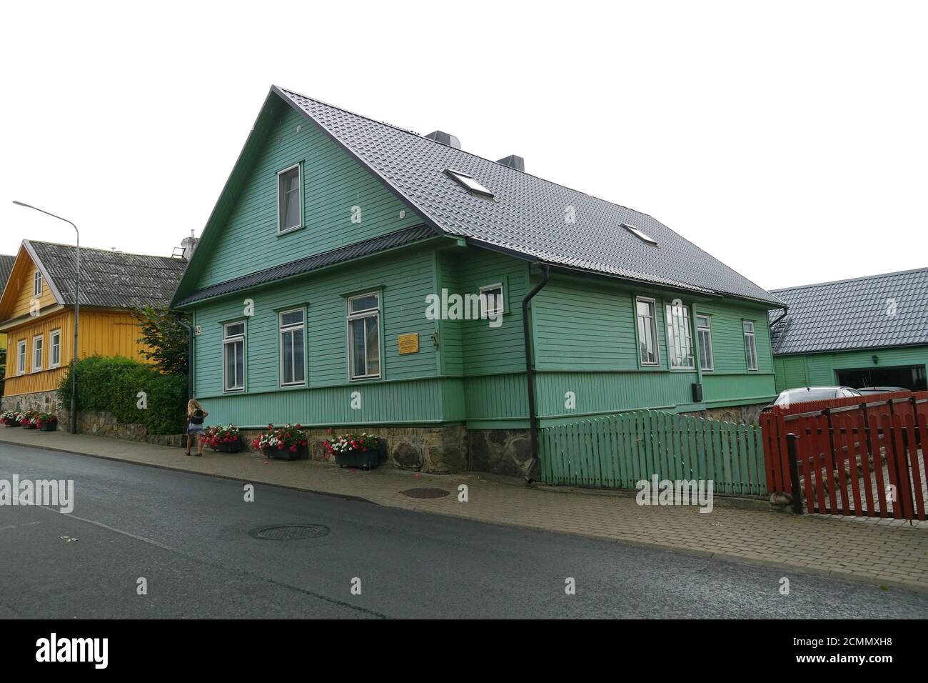 A typical triple-windowed wooden Karaim house, Trakai, Lithuania ...