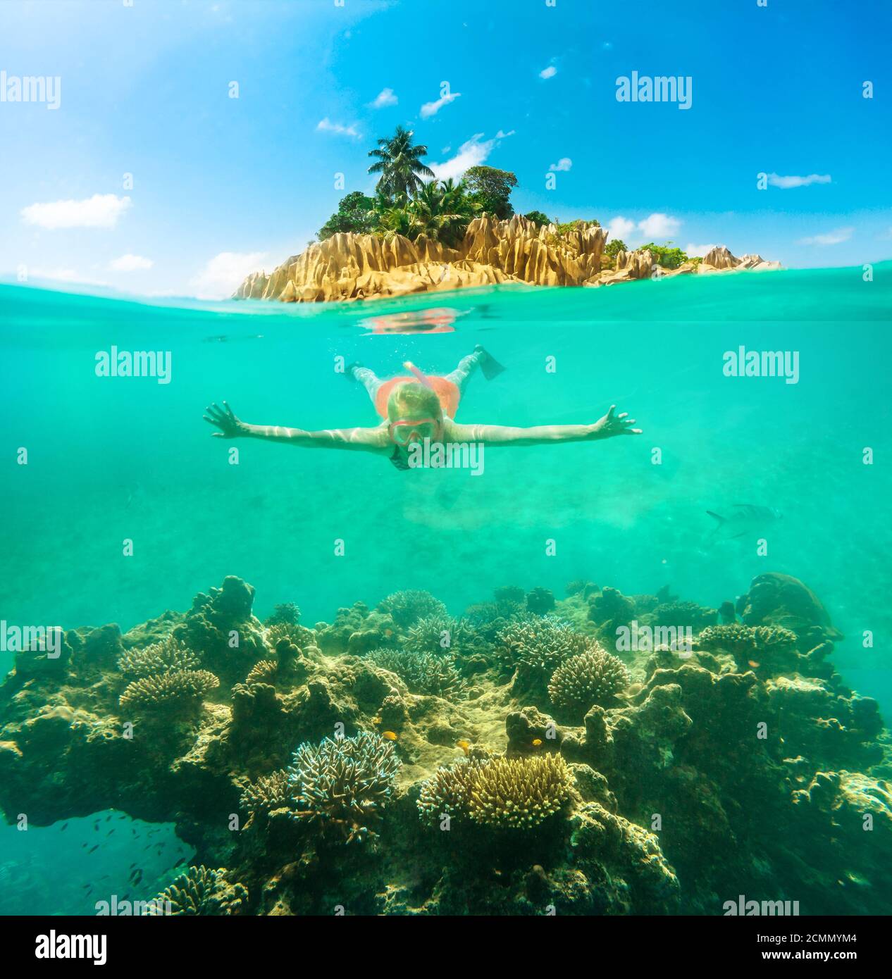Woman snorkeling underwater hi-res stock photography and images - Alamy