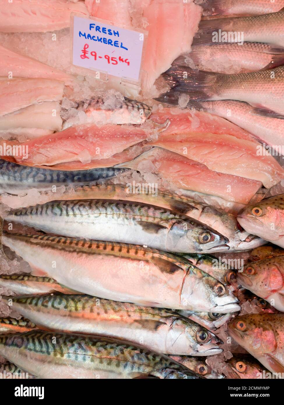 Fresh fish for sale in a fishmongers shop in the UK Stock Photo - Alamy