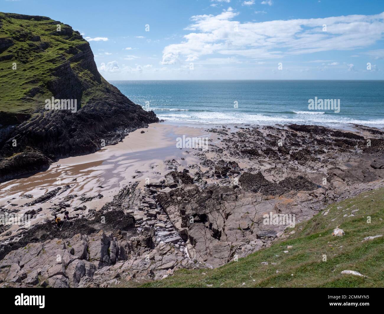 Mewslade Bay, a secluded beach and rocky bay on the south of the Gower ...