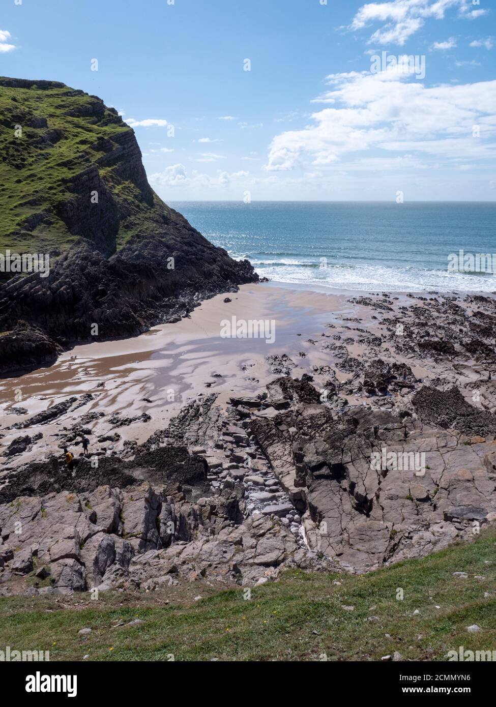 Mewslade Bay, a secluded beach and rocky bay on the south of the Gower ...