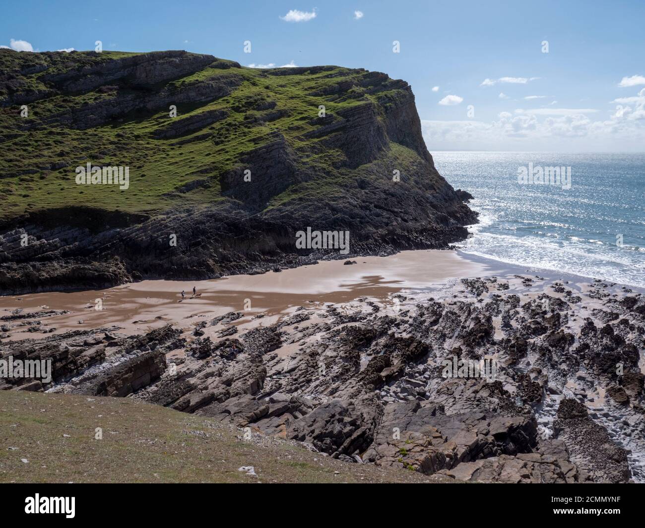 Mewslade Bay, a secluded beach and rocky bay on the south of the Gower ...