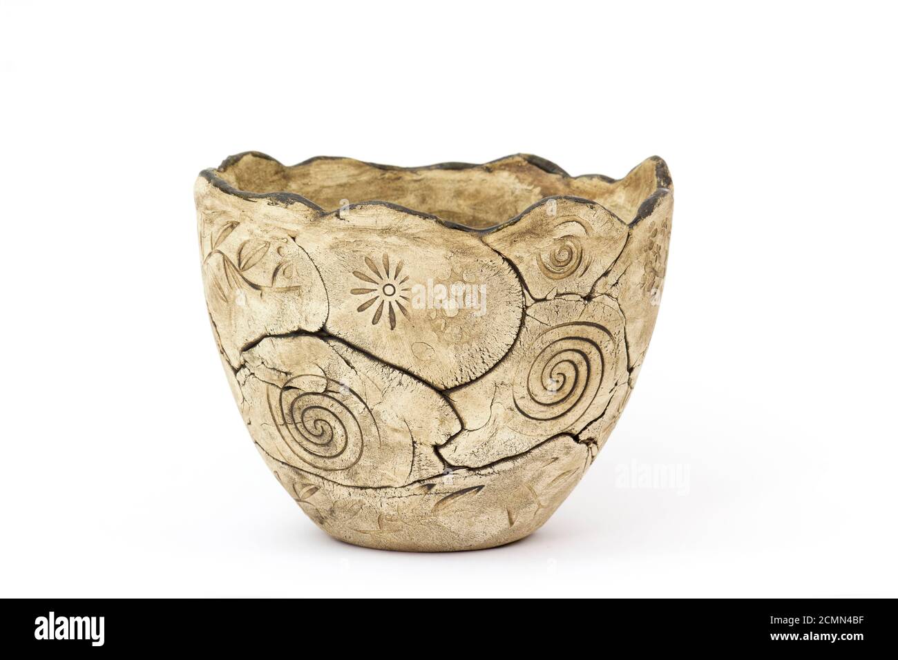 clay pot on white background - handmade pottery Stock Photo - Alamy