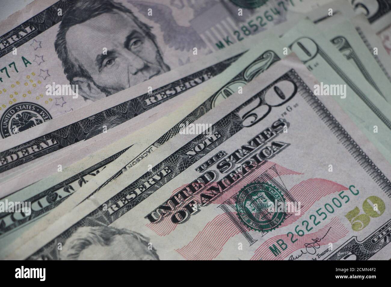 Fifty dollars pile as background. Money currency successful profitable ...