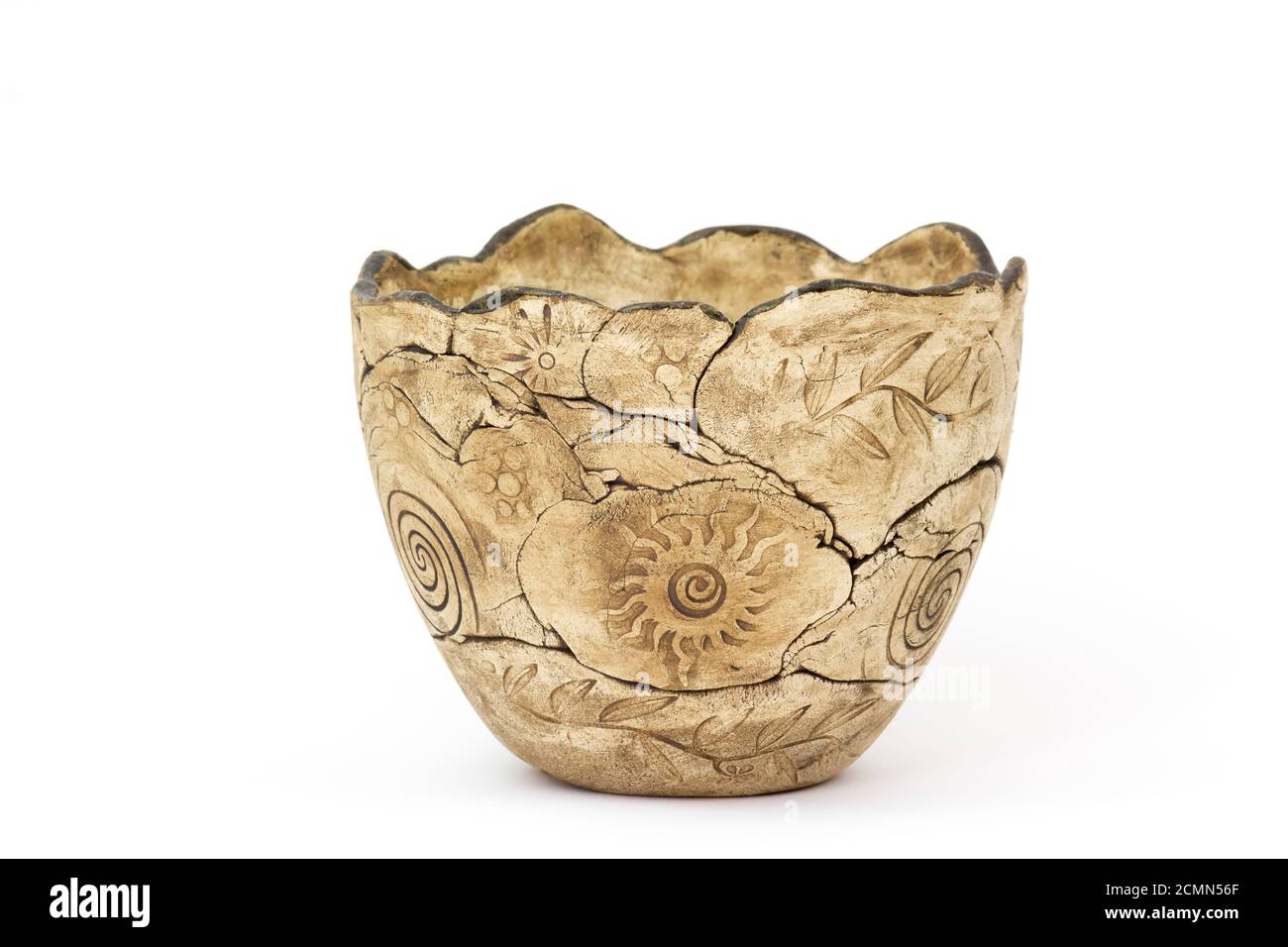 clay pot on white background - handmade pottery Stock Photo - Alamy