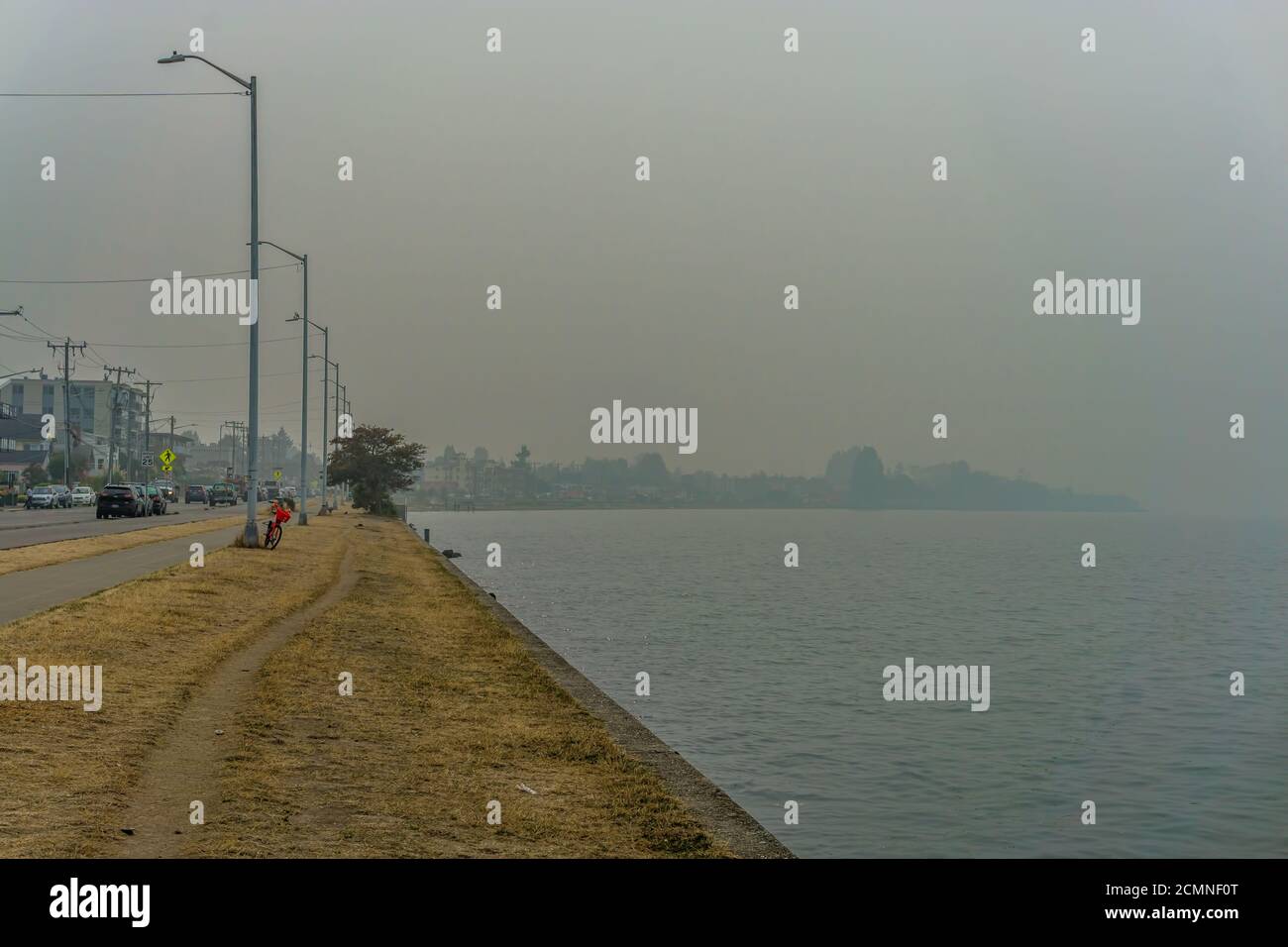 Smoke from wildfires blankets Alki Beach in West Seatt;e.Washington ...