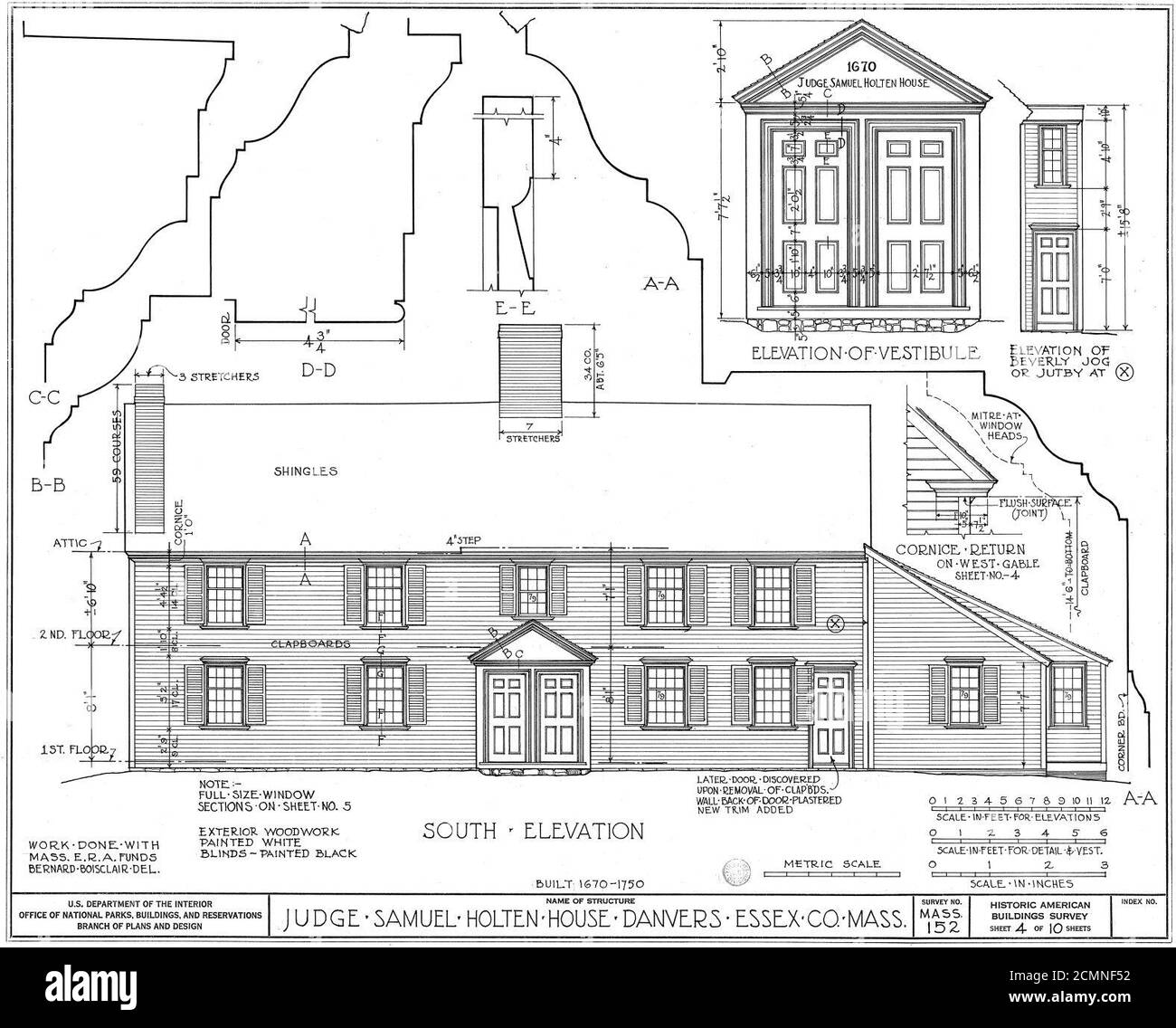Judge Samuel Holten House - south elevation Stock Photo - Alamy