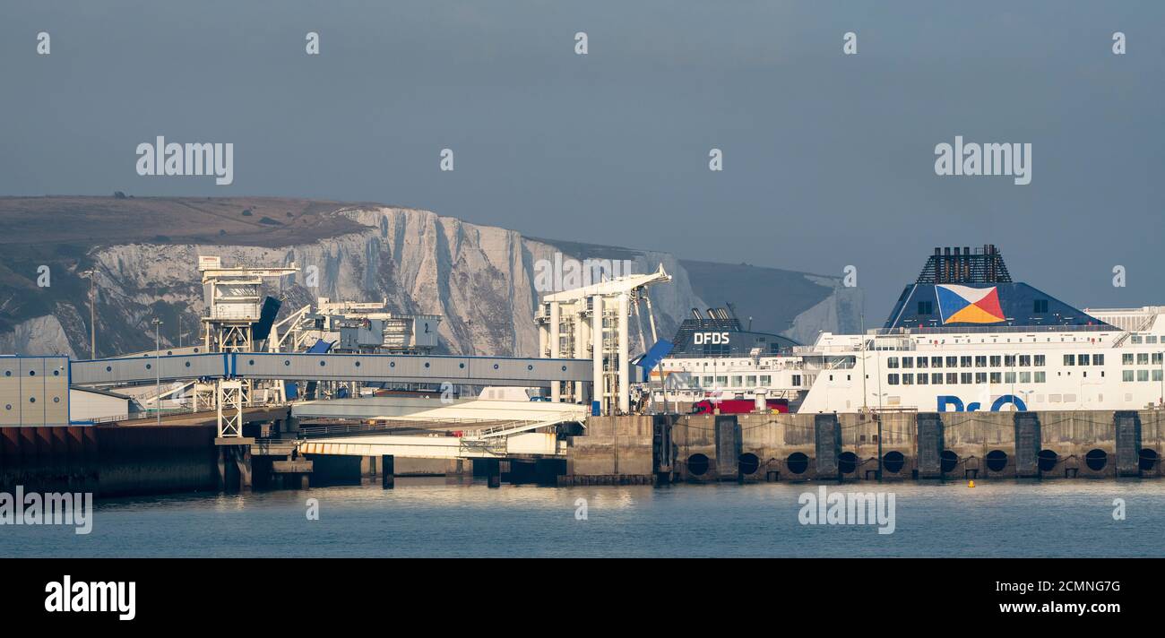 Dover, Kent, England, UK. 2020. Cross channel ferries in the Kent ...