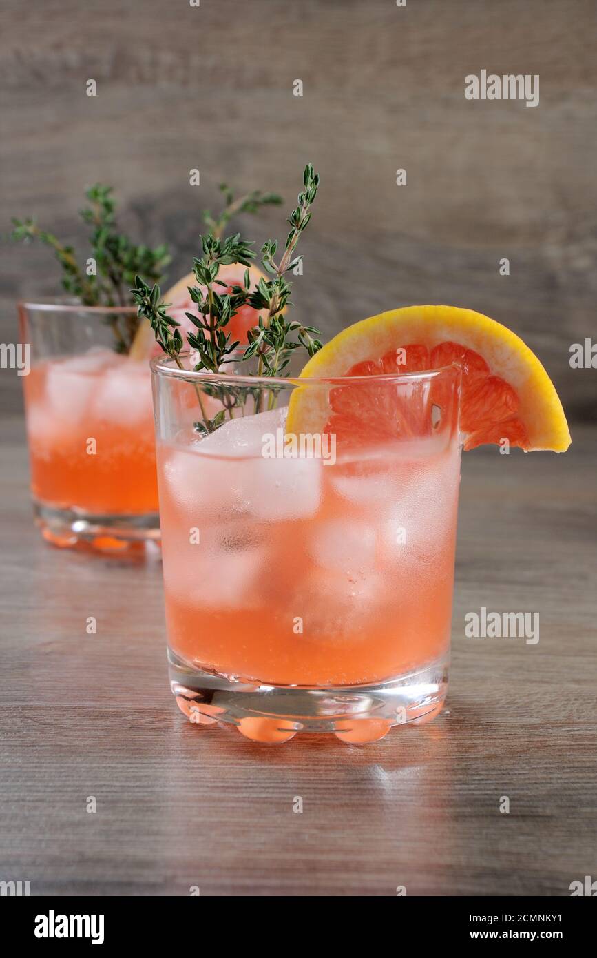 Muddled lime and thyme, combined with fresh grapefruit juice and ...