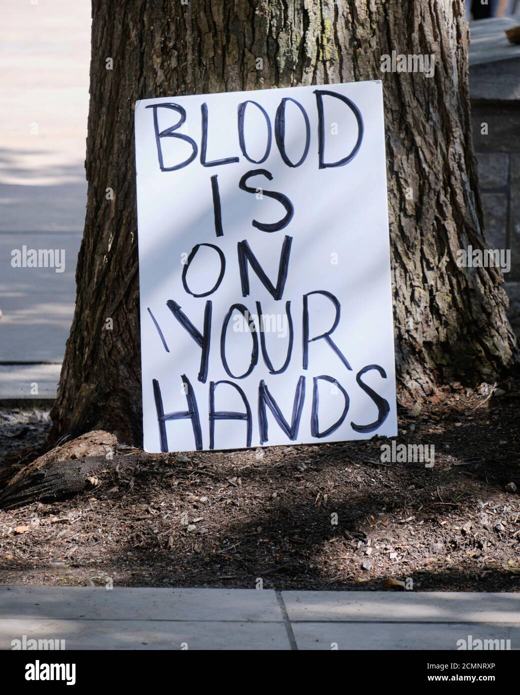 "Blood is on your hands" protest sing left after a opiod epidemic rally ...