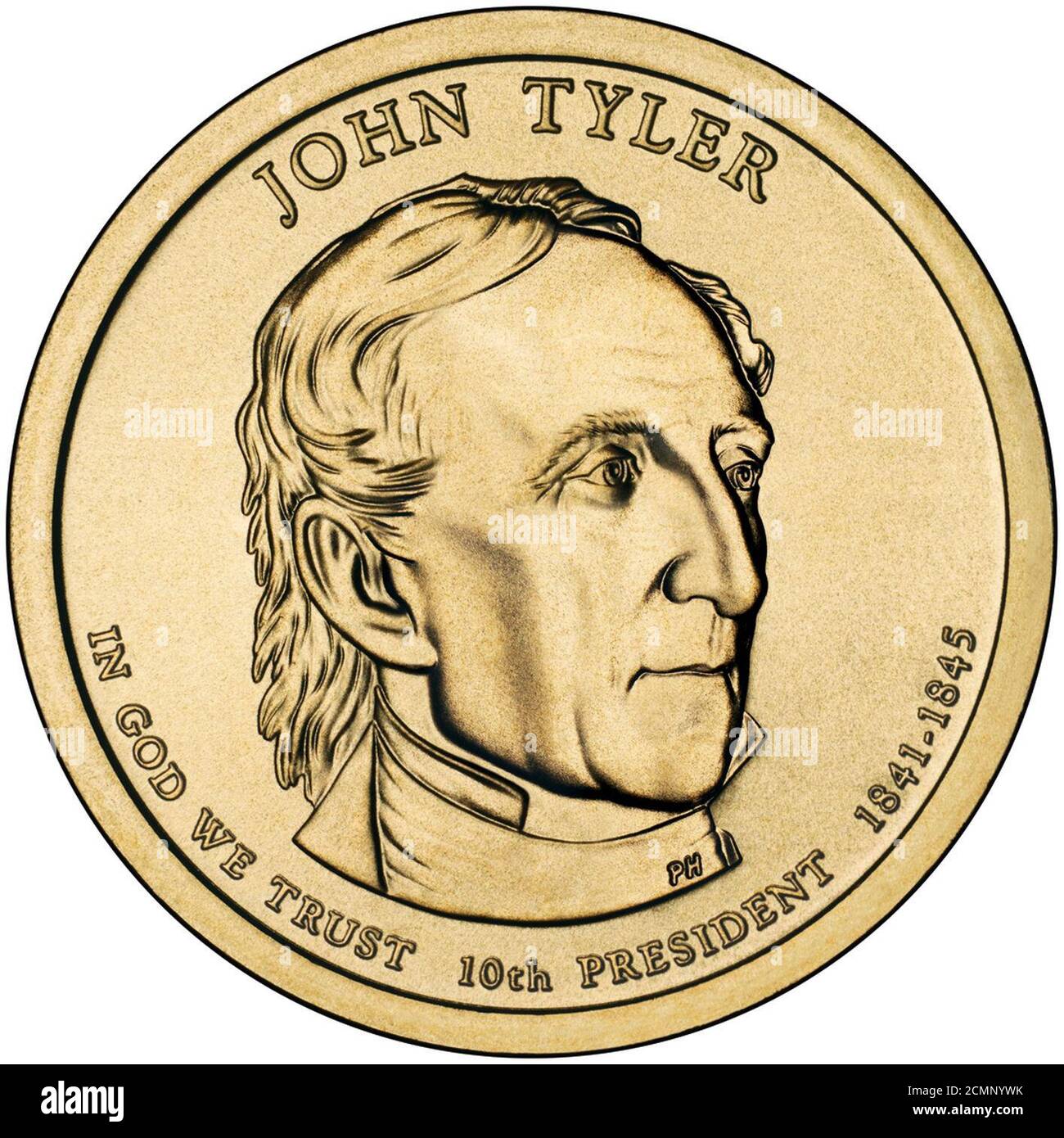John Tyler Presidential $1 Coin obverse Stock Photo - Alamy