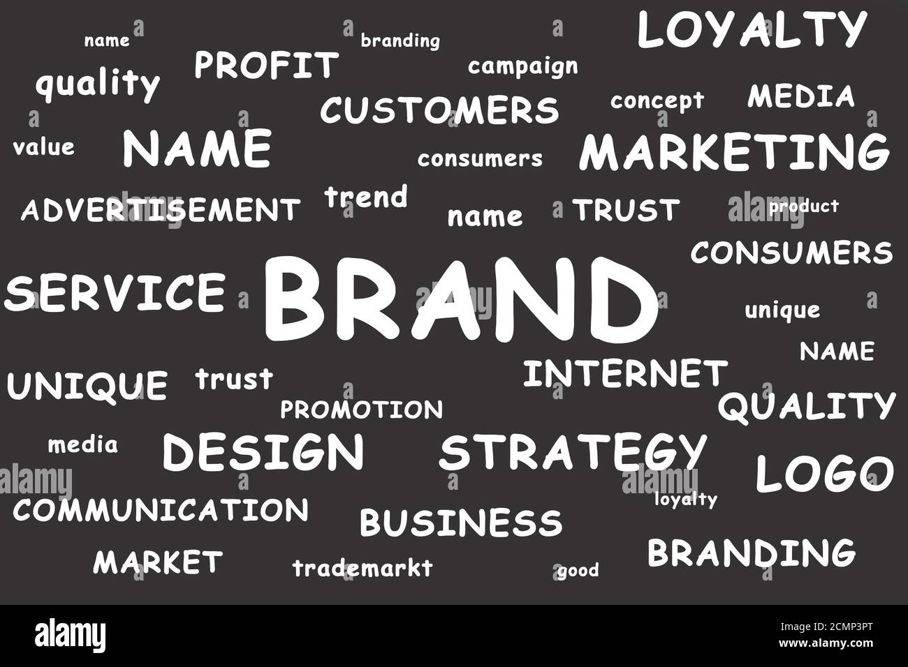Illustration of Brand word on gray background Stock Photo - Alamy