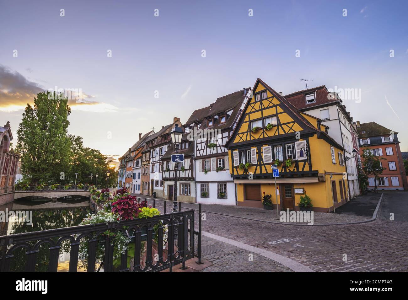 Colmar France, Colorful Half Timber House sunrise city skyline Stock ...