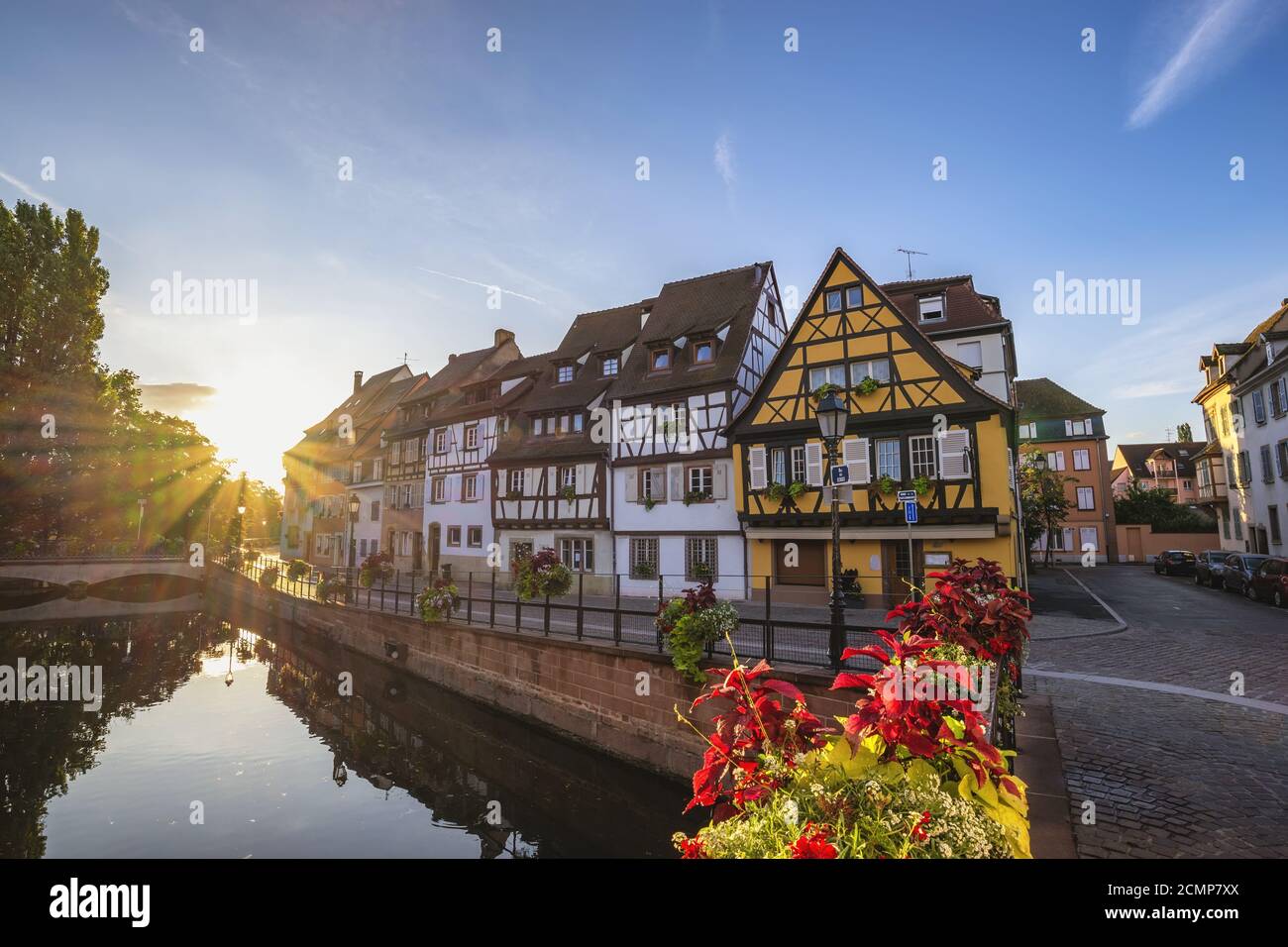Colmar France, Colorful Half Timber House sunrise city skyline Stock ...