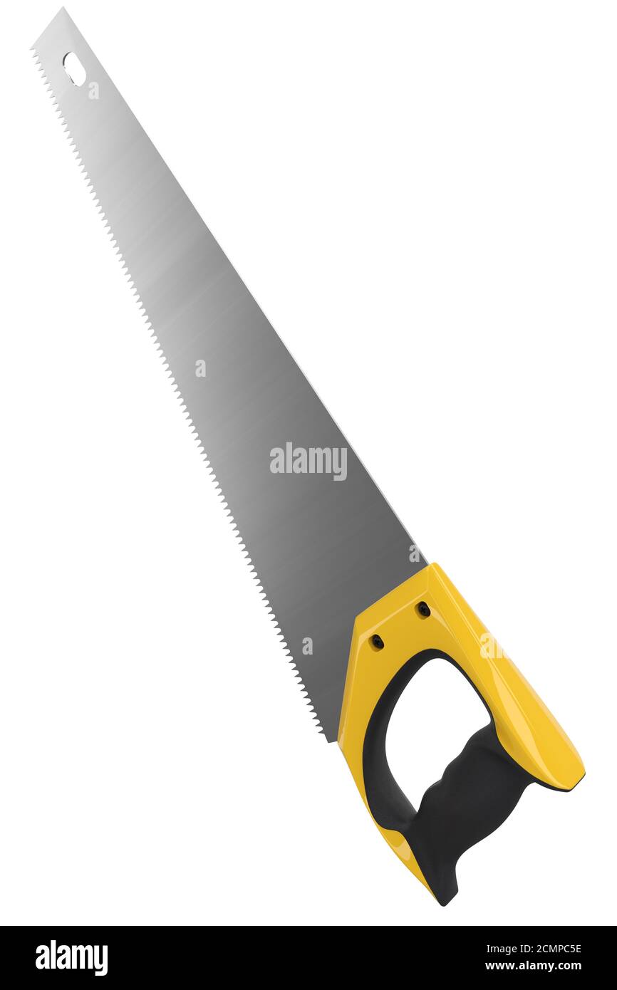 Hand saw with hardened teeth isolated on white. Tool for carpentry work ...