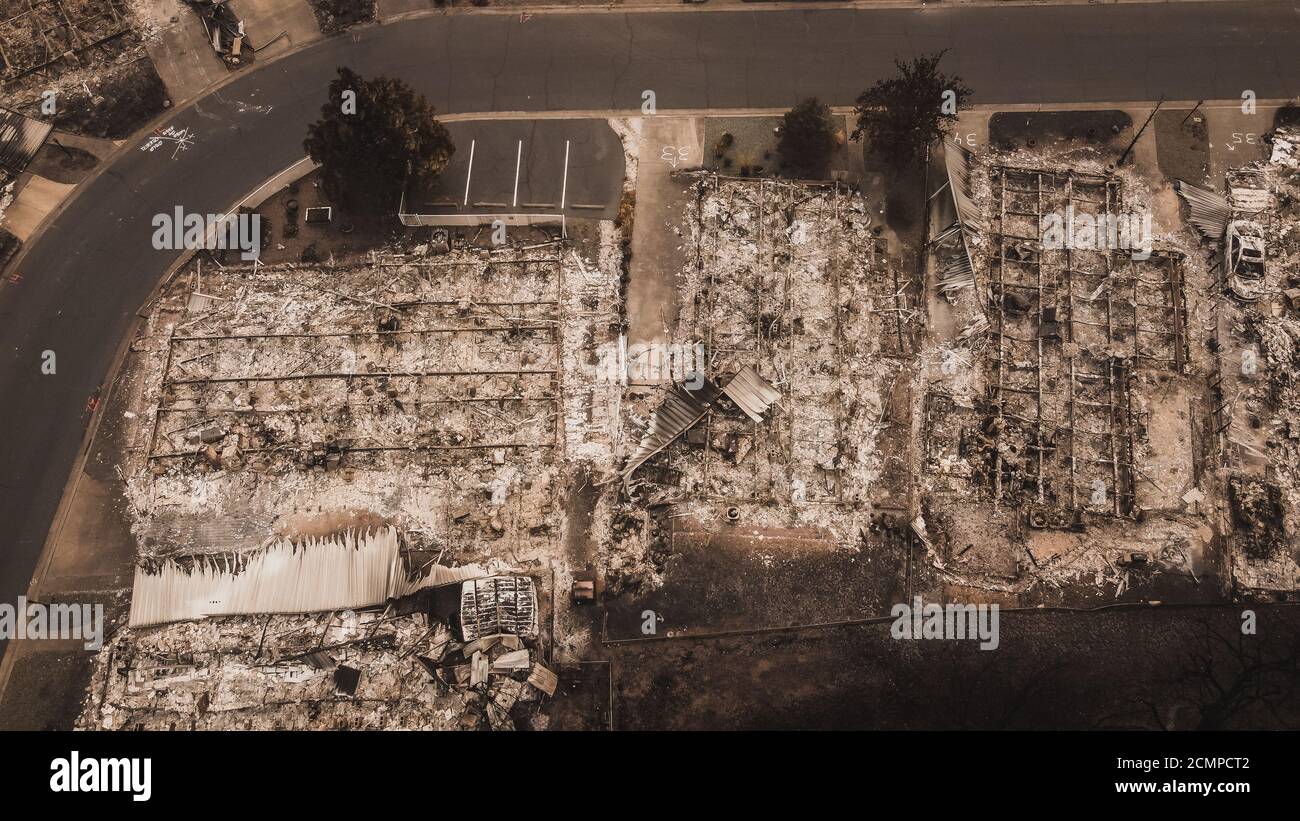 Aerial View of Almeda Wildfire aftermath in Southern Oregon showing ...
