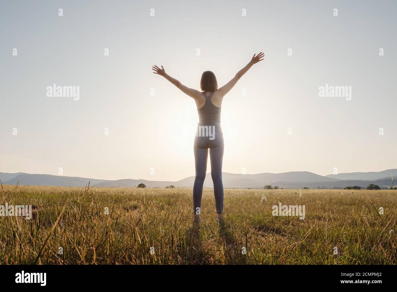 Victory. Feeling positive and full of joy. Success and life goals ...