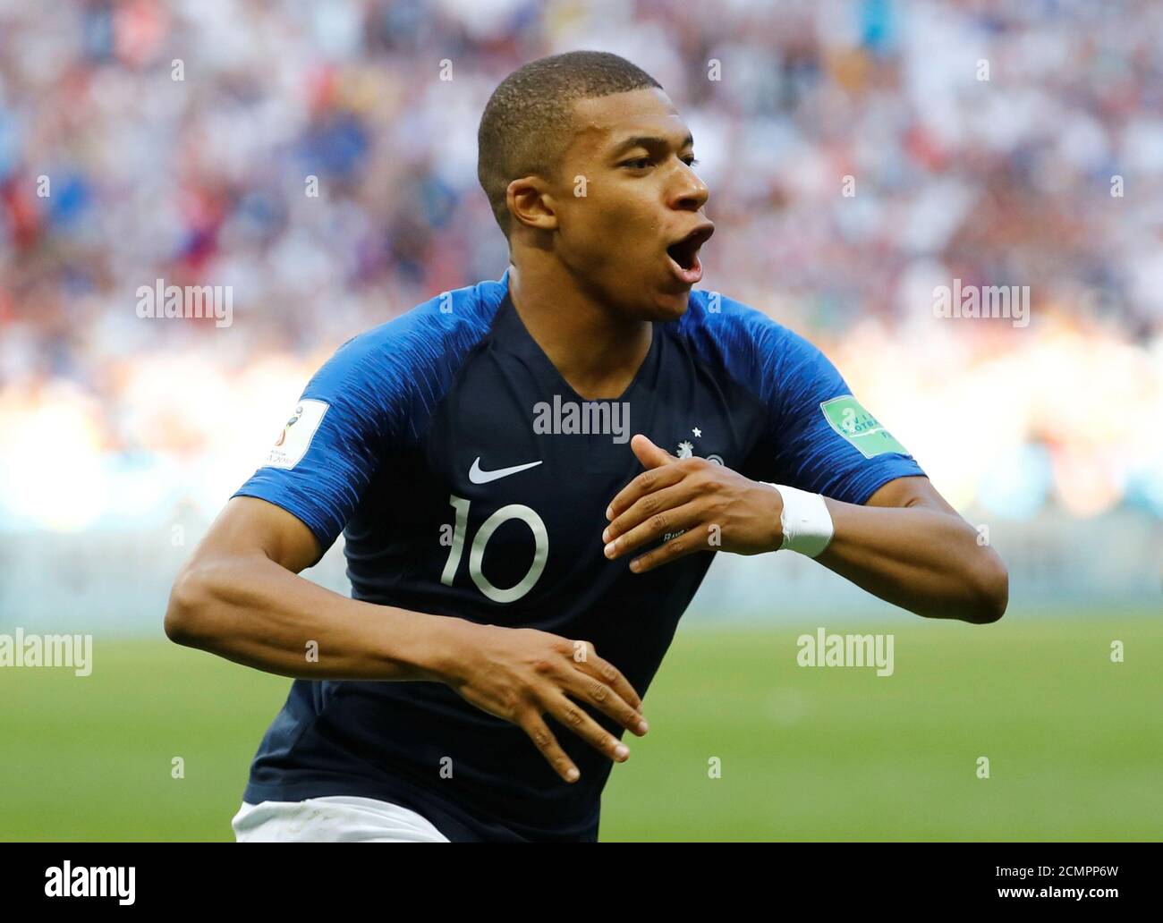 Frances kylian mbappe celebrates scoring hi-res stock photography and ...