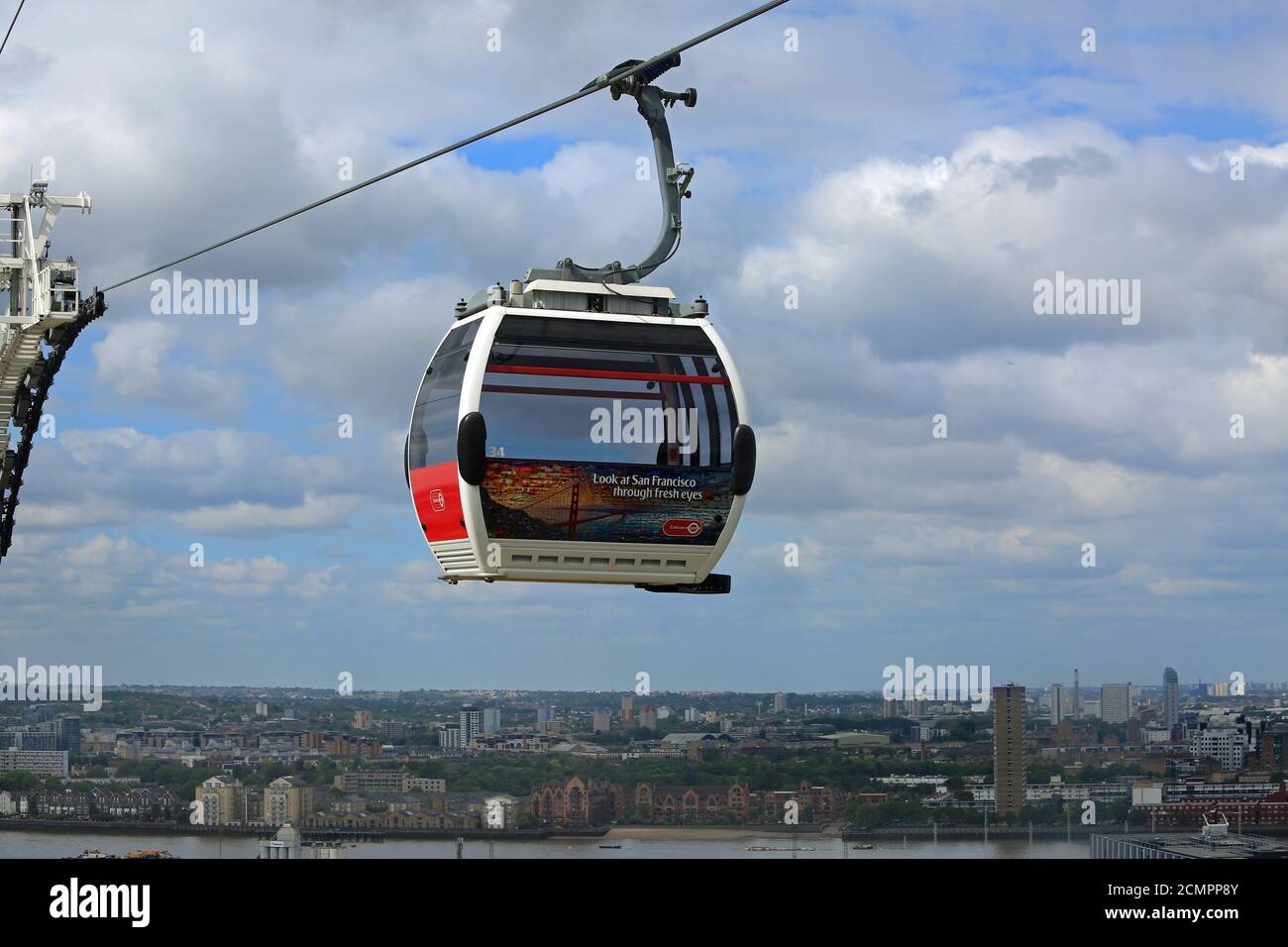 The Emirates Cable Car which spands the River Thames. It is a popular ...