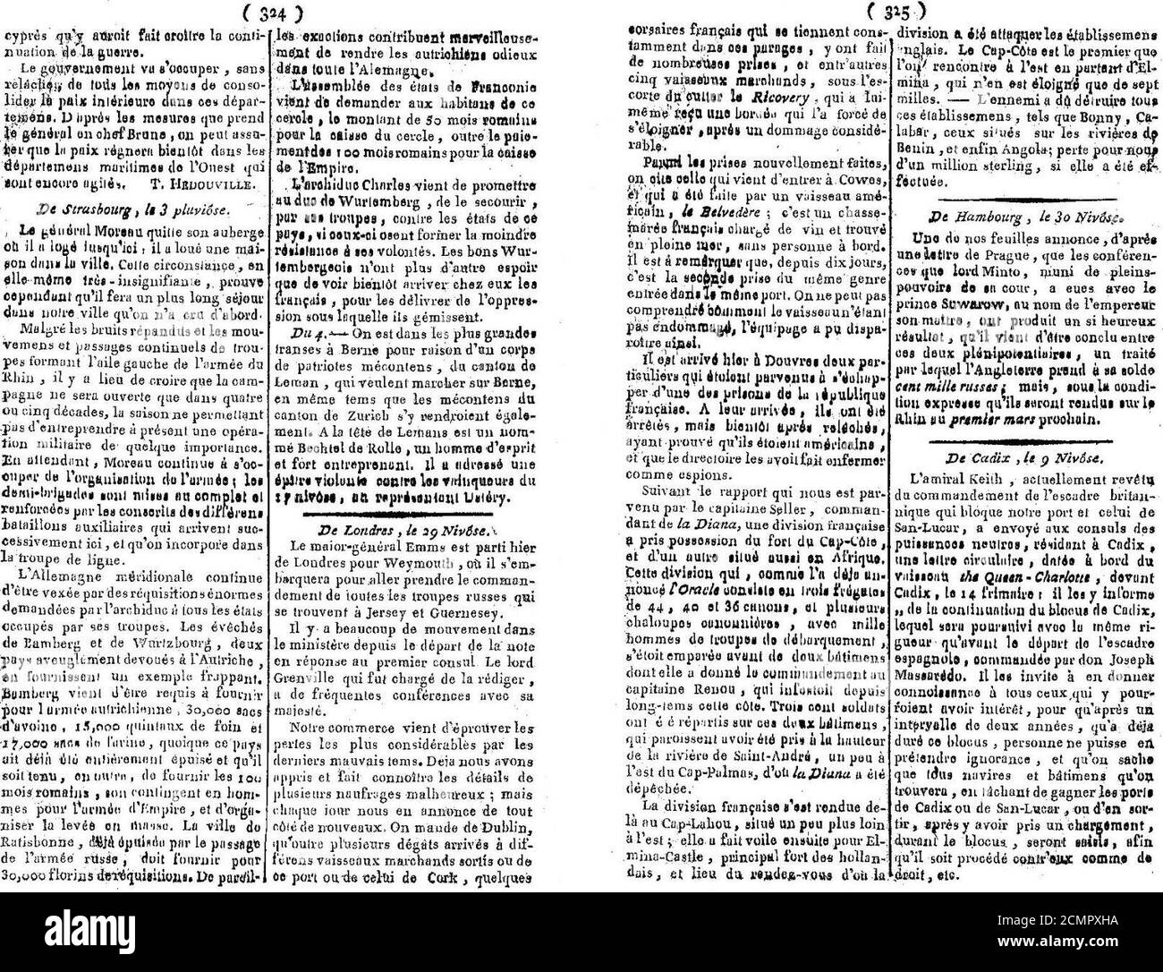 Journal de Bruxelles nr 131 1800 (324, 325 Stock Photo - Alamy
