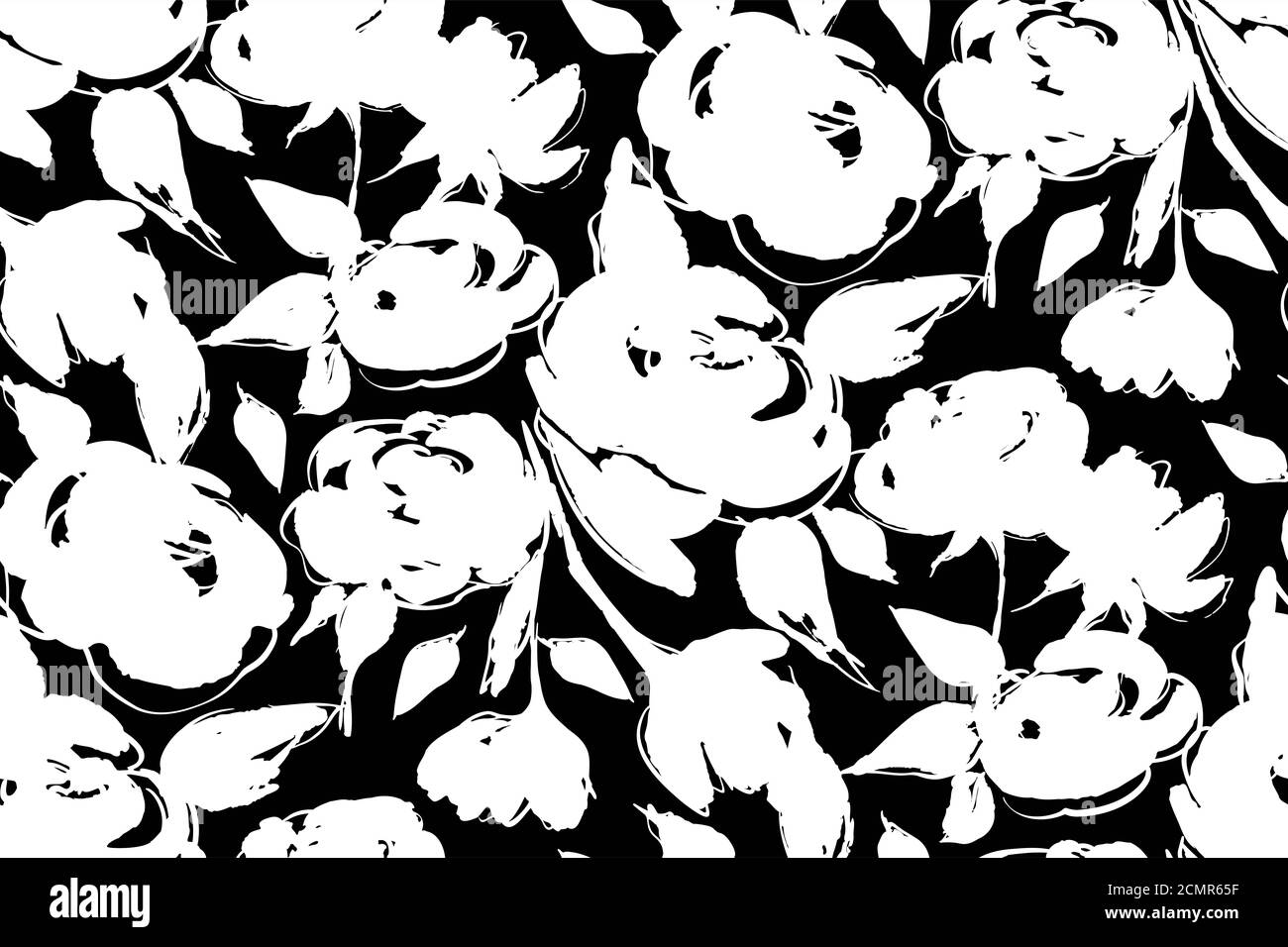 Fresh watercolor summer pattern Black and White Stock Photos & Images ...