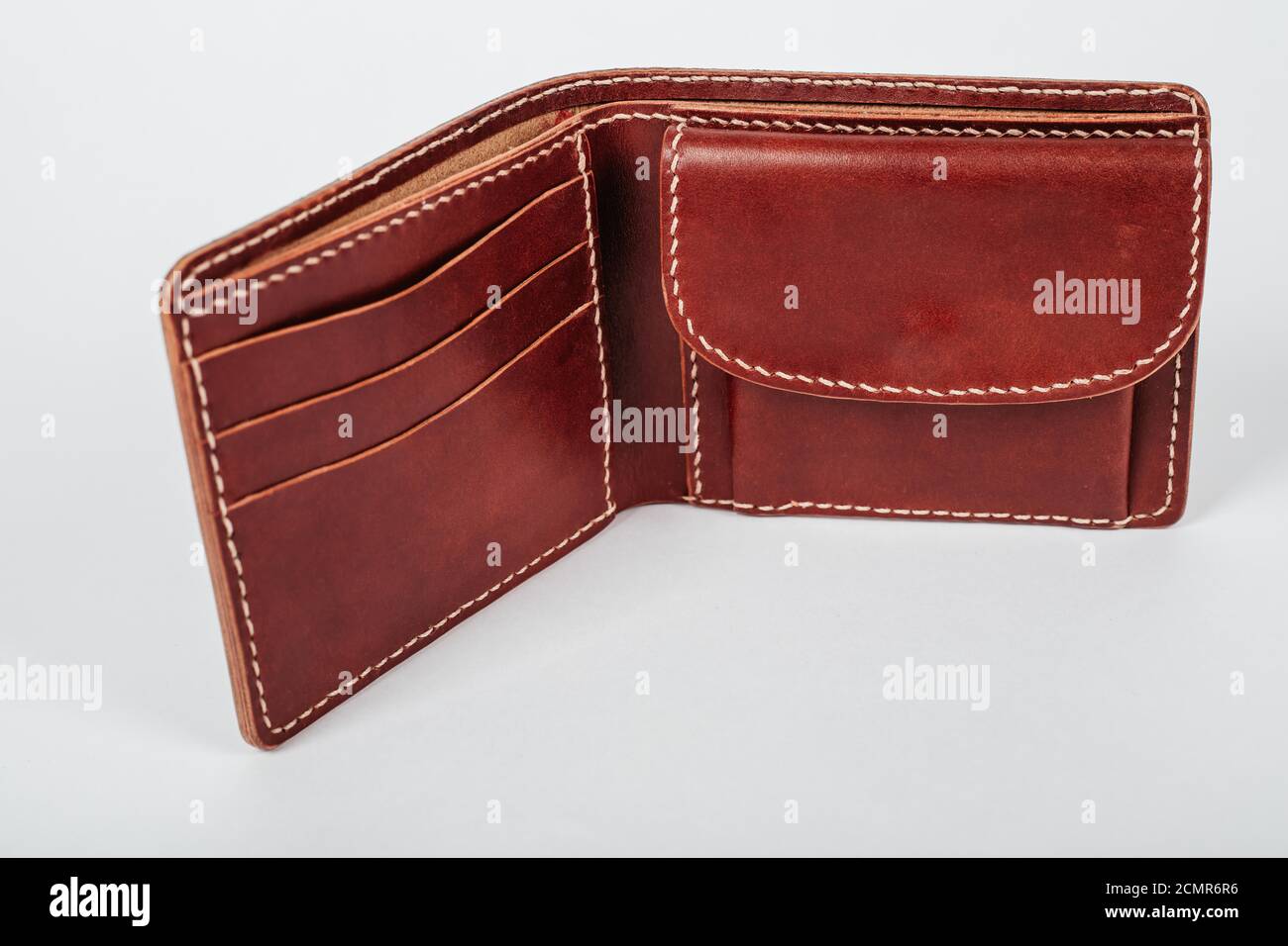 genuine leather wallet brown color on isolated white background Stock ...