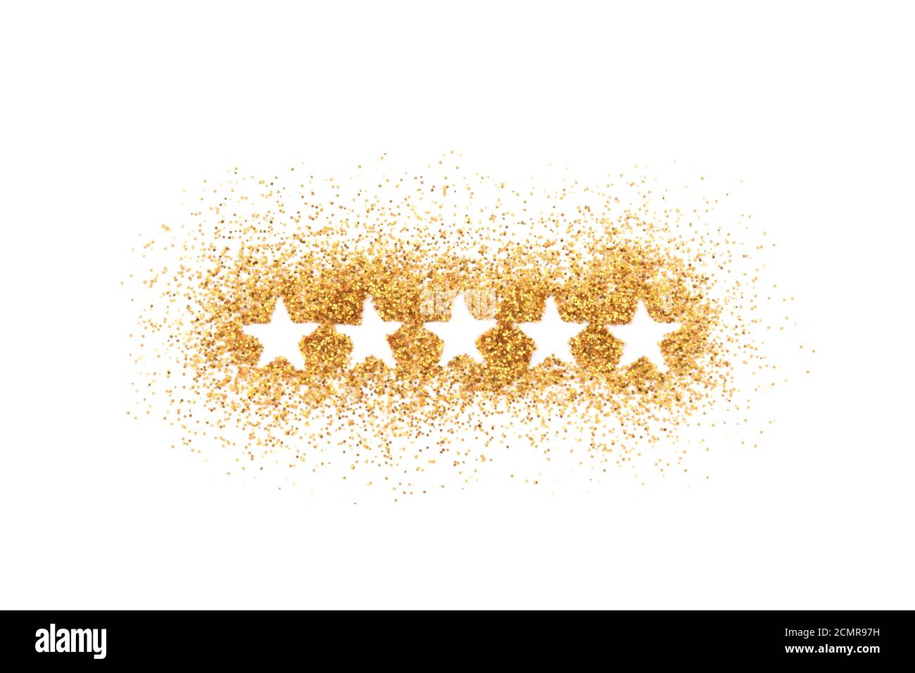 Five stars shape on golden glitter over white background Stock Photo ...