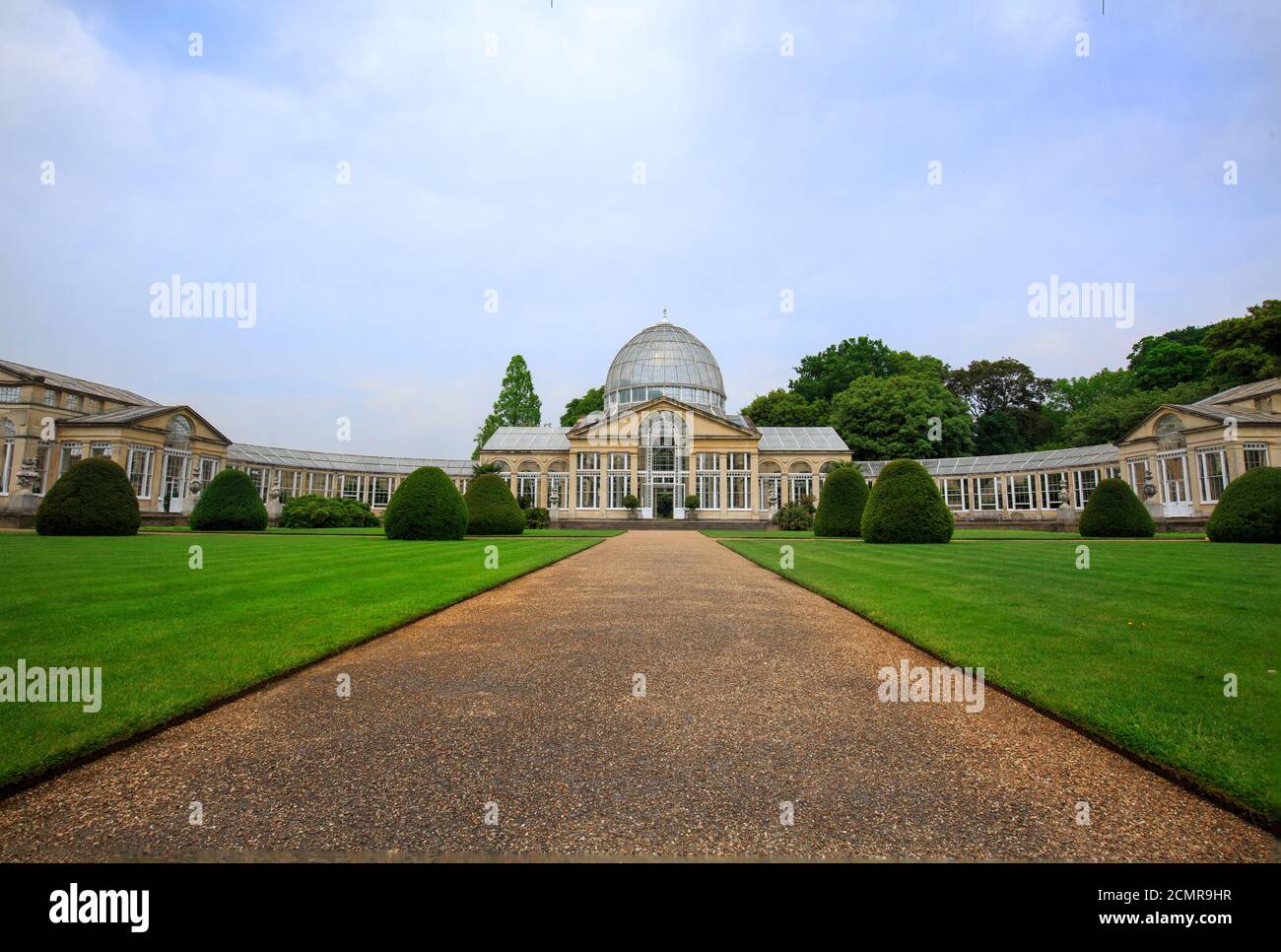 Syon Park, London,- 2018. Wide angle view of Syon great conservatory ...