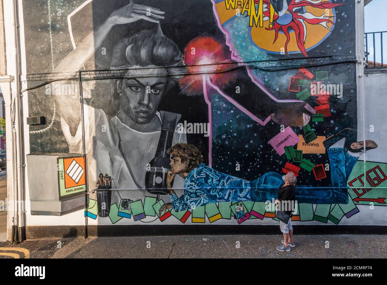 London, UK. 17 September 2020. A passer-by views a 9m tall mural of the ...