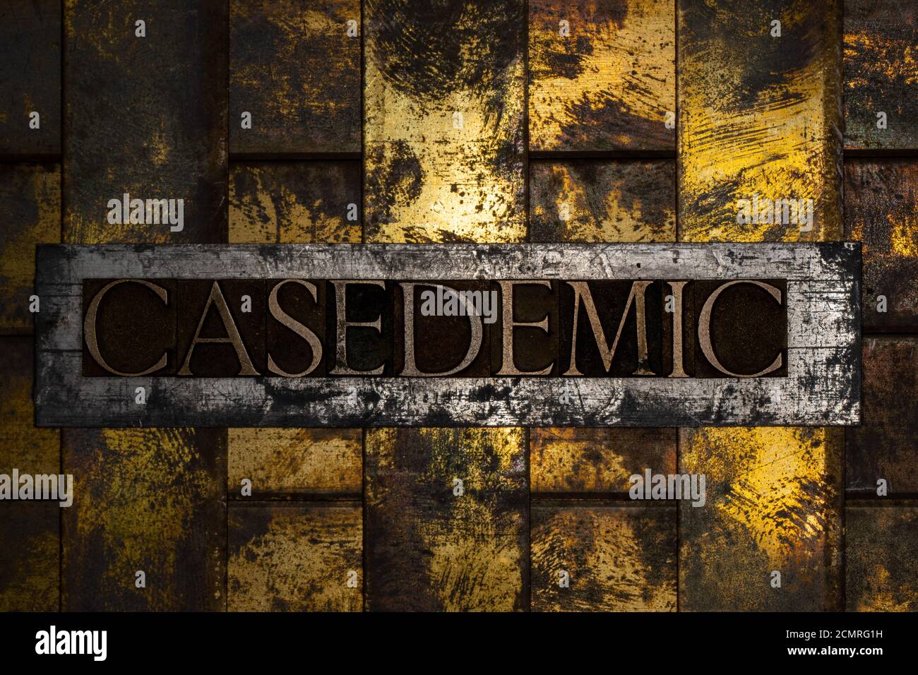 Casedemic text formed with real authentic typeset letters on vintage ...