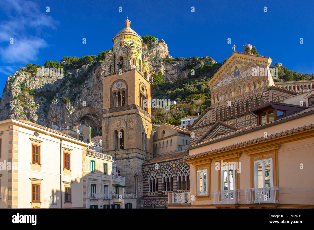 Amalfi Cathedral, (Cattedrale di Sant'Andrea/Duomo di Amalfi) and bell ...