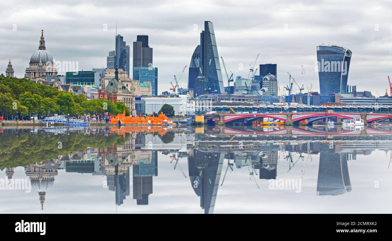 landscape of Iconic River Thames with various famous landmarks, with a ...