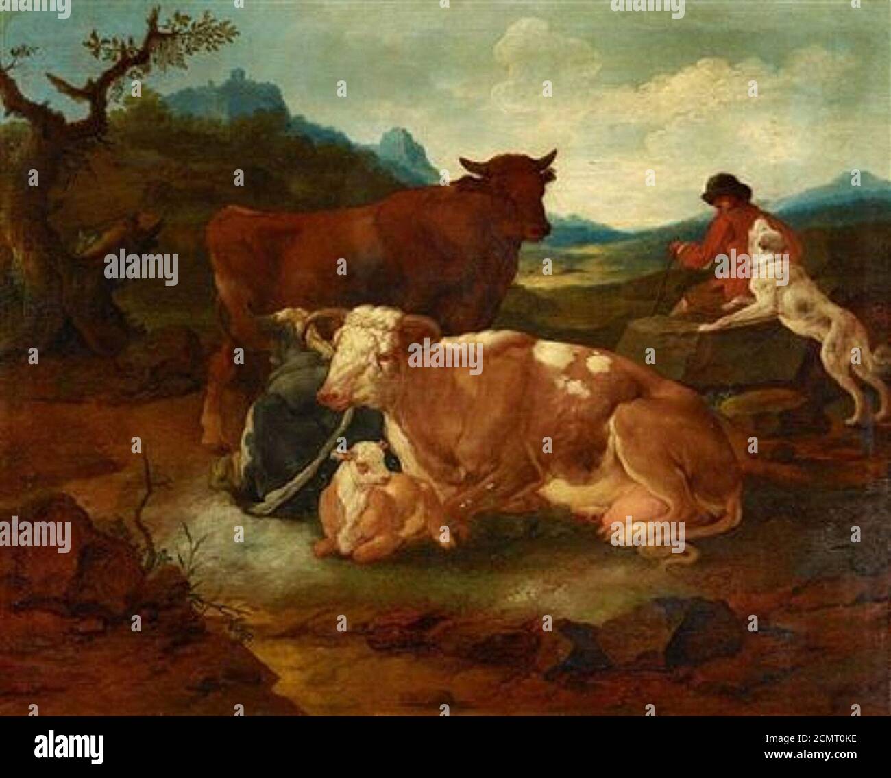 Joseph Wilhelm Melchior - Südliche Landschaft mit einer Kuhherde Stock ...