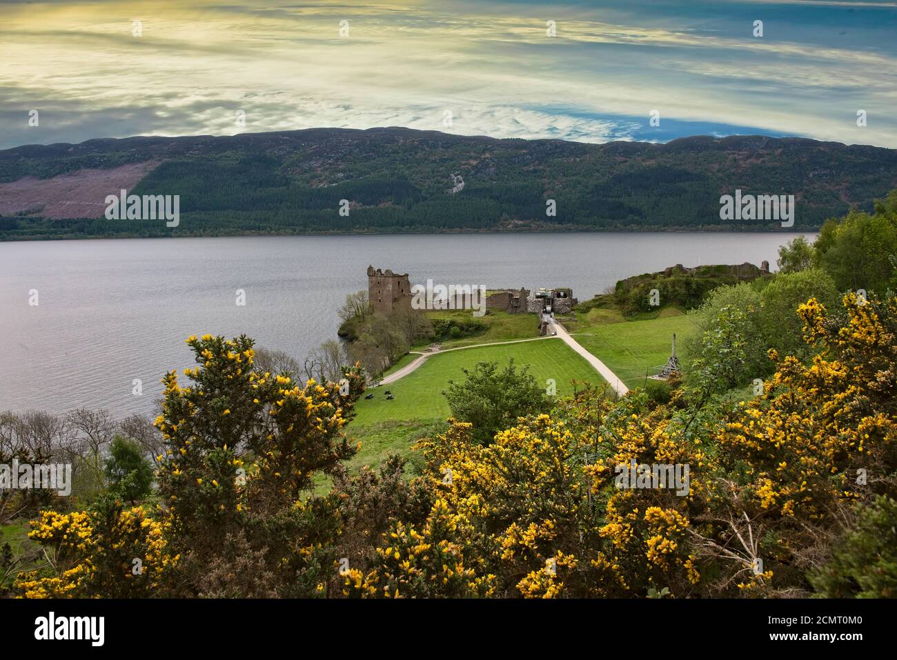 Evening sky over the Loch Ness River in Scotland Stock Photo - Alamy