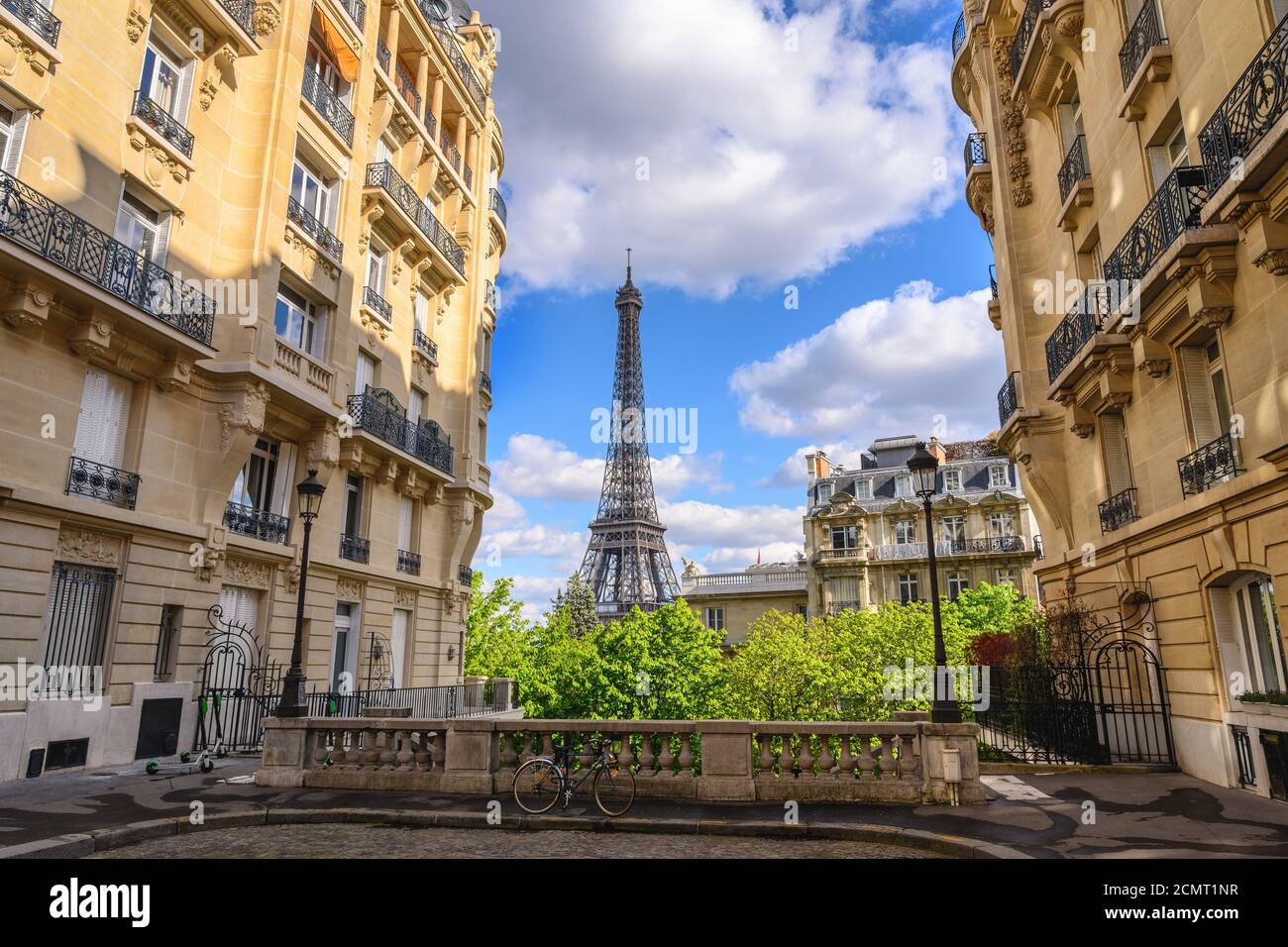 Paris France city skyline at Eiffel Tower and Paris architecture ...