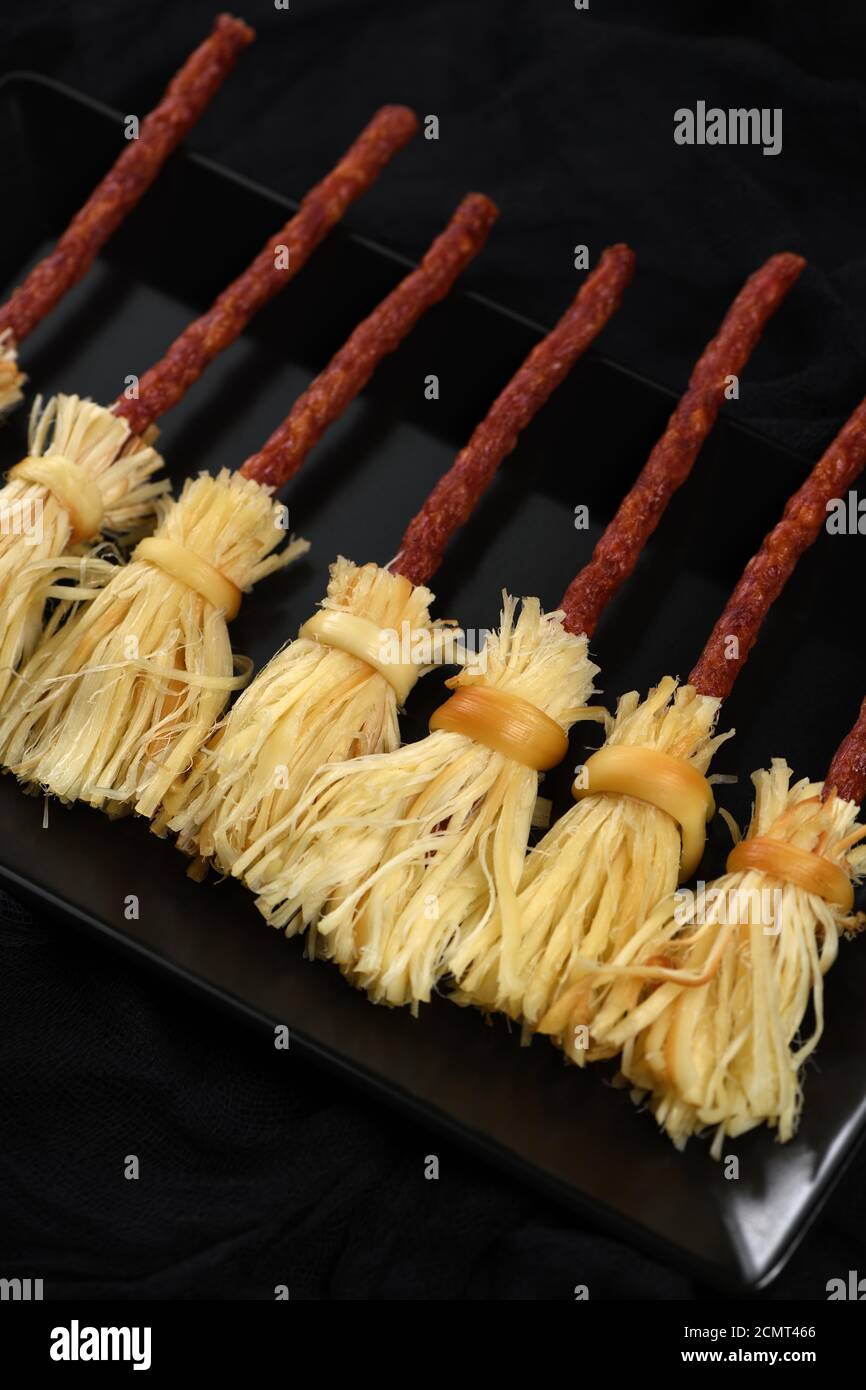 Witches Broom of smoked cheese suluguni and salami. Original idea ...