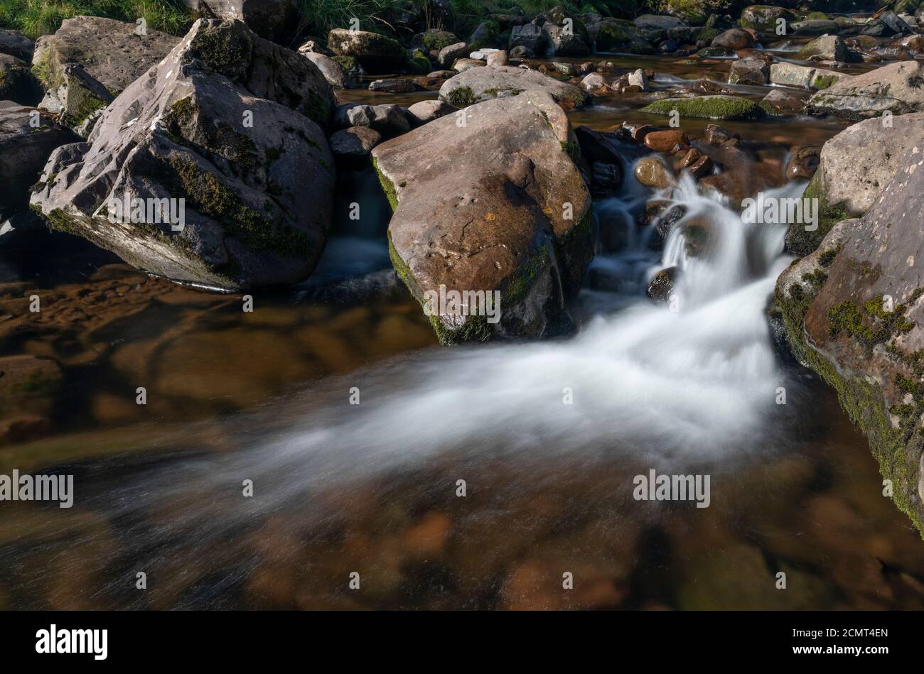 Lower Blaen-y-Glyn waterfalls in the Brecon Beacons, Wales, UK Stock ...