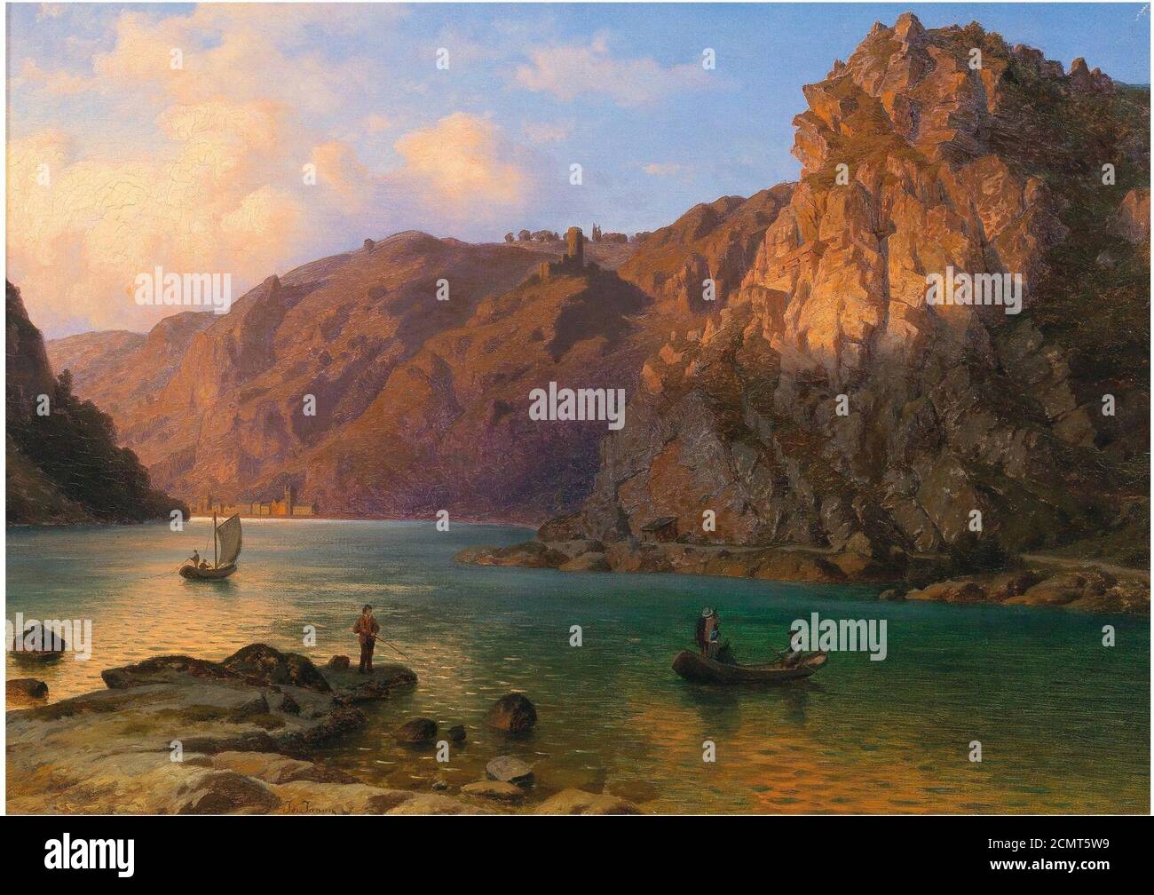 Joseph Jansen - Blick auf den Drachenfels, den Rolandsbogen Stock Photo ...