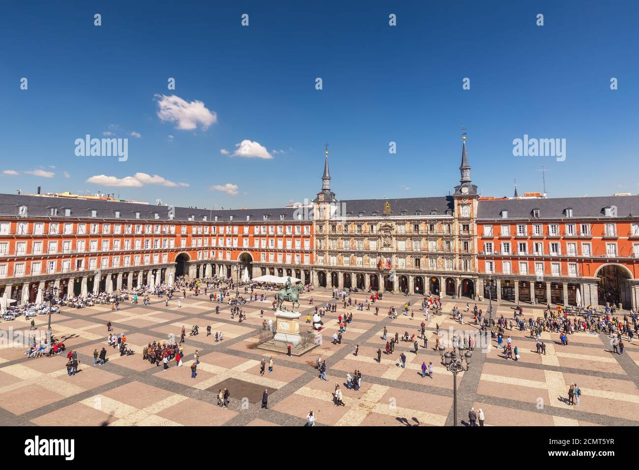 Madrid Spain, aerial view city skyline at Plaza Mayor Stock Photo - Alamy