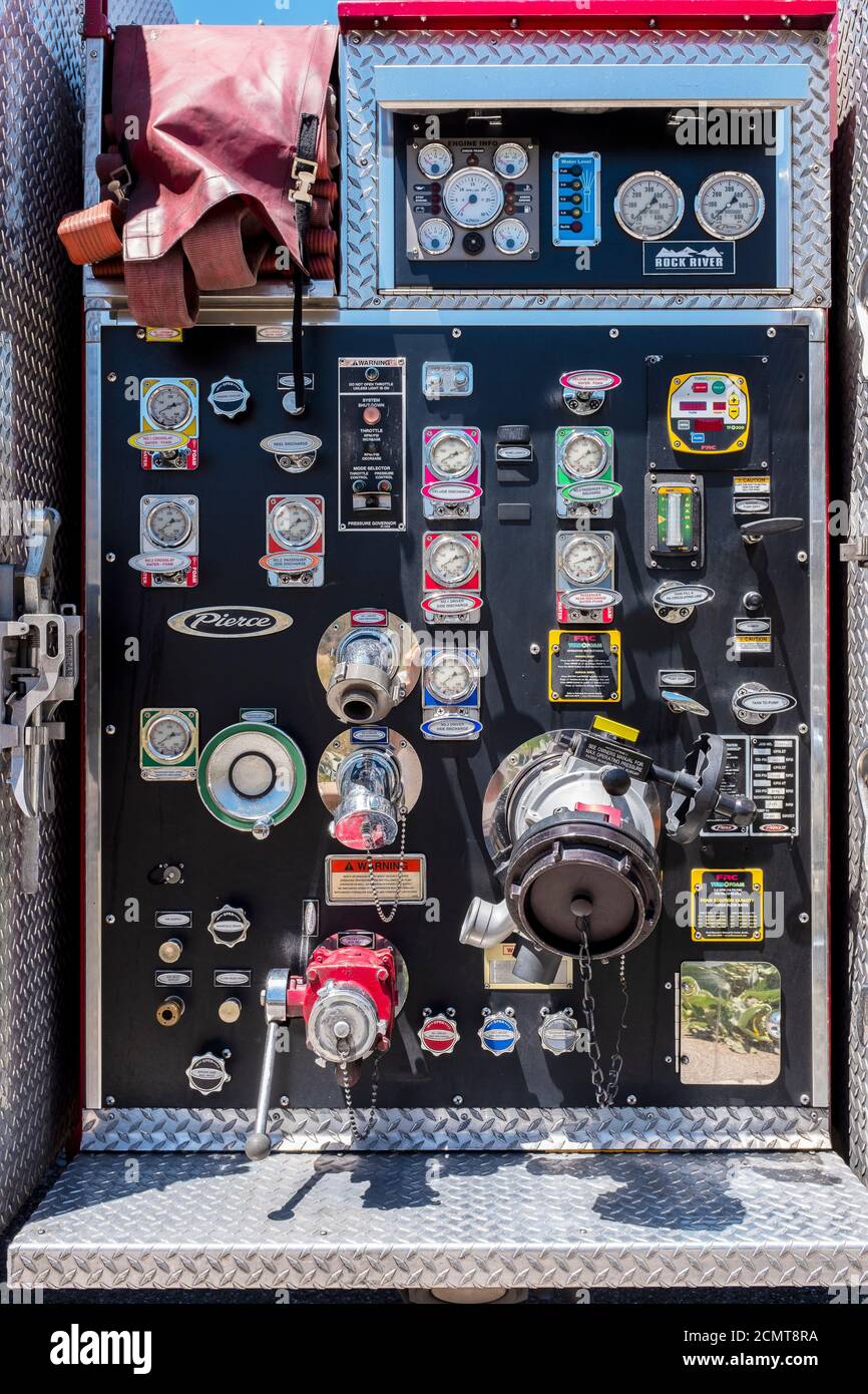 control panel for an Albuquerque fire engine Stock Photo - Alamy
