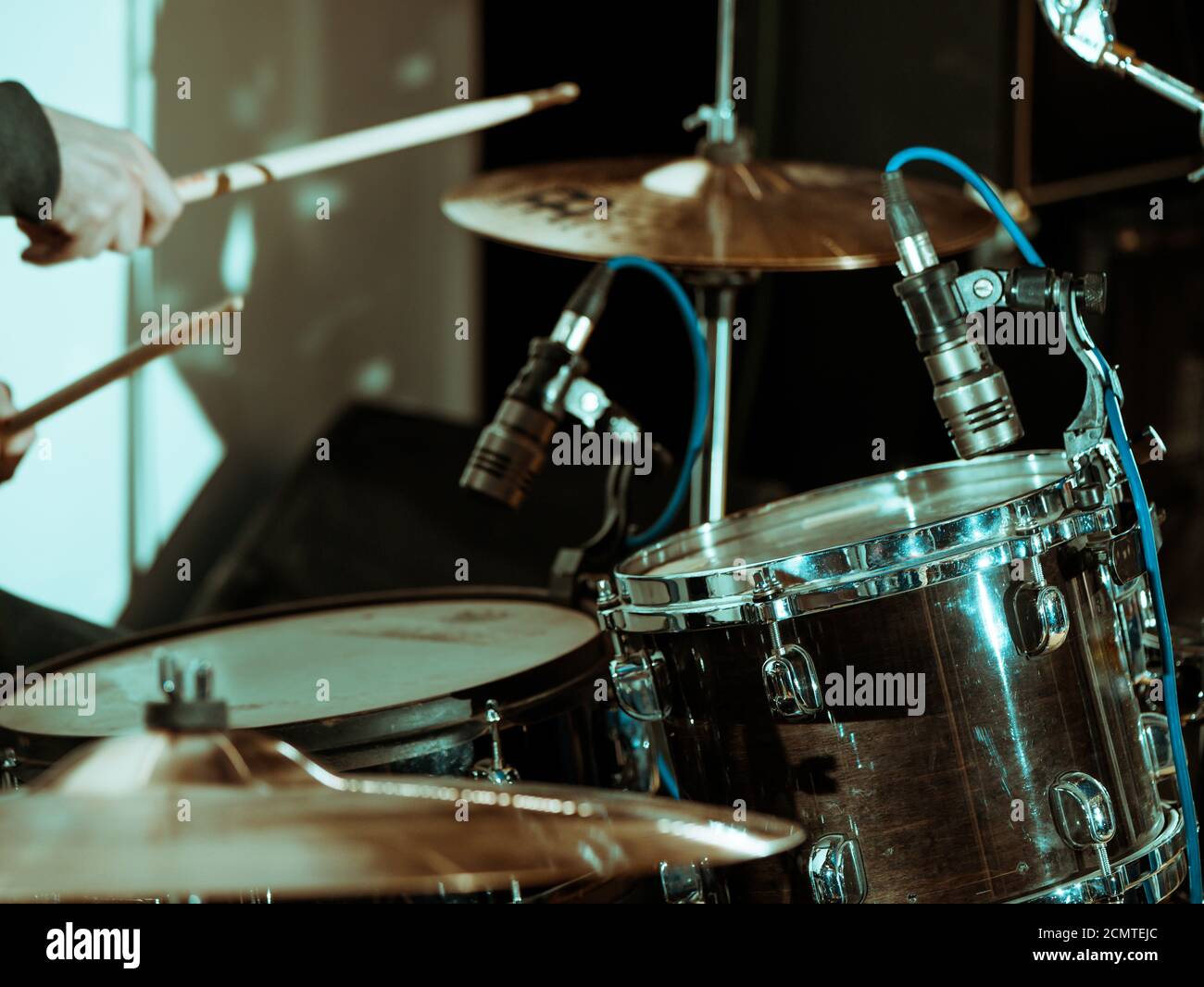 Man playing on drums Stock Photo - Alamy