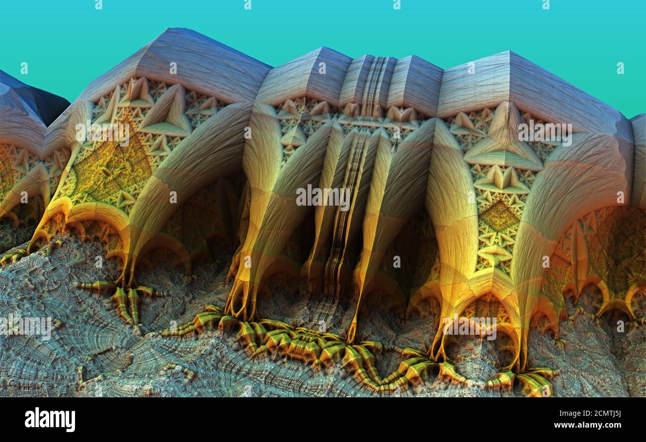 Abstract background, fantastic 3D gold structures, fractal design Stock ...