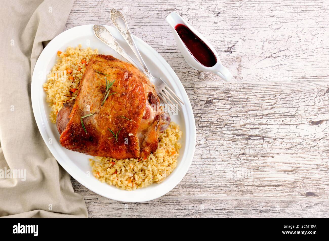 A glass of red sherry is ideal for baked turkey thigh, with cranberry ...