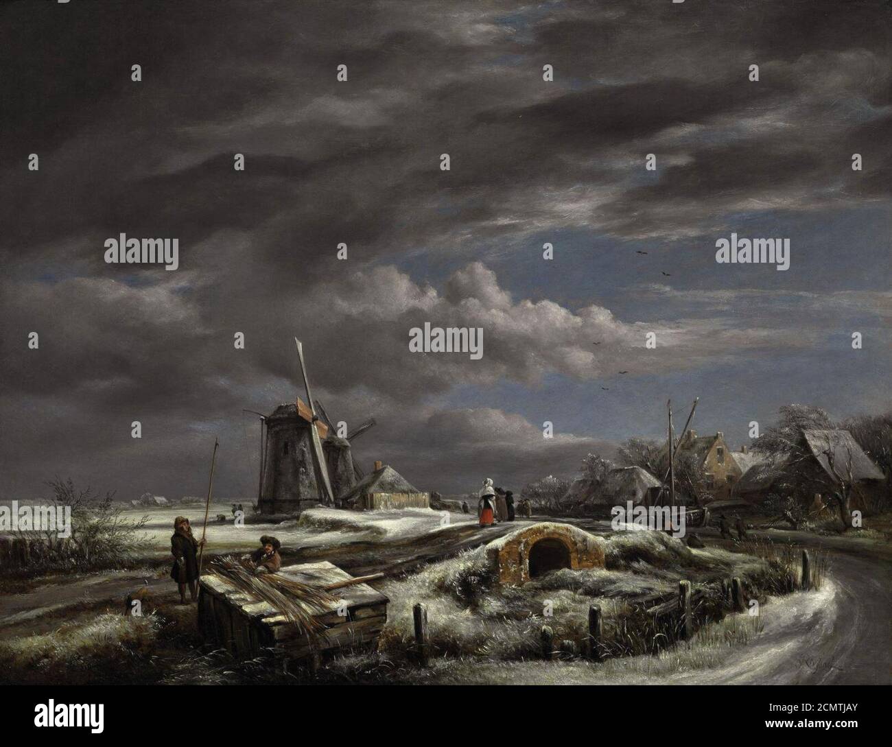 John Constable - A winter landscape with with figures on a path Stock ...